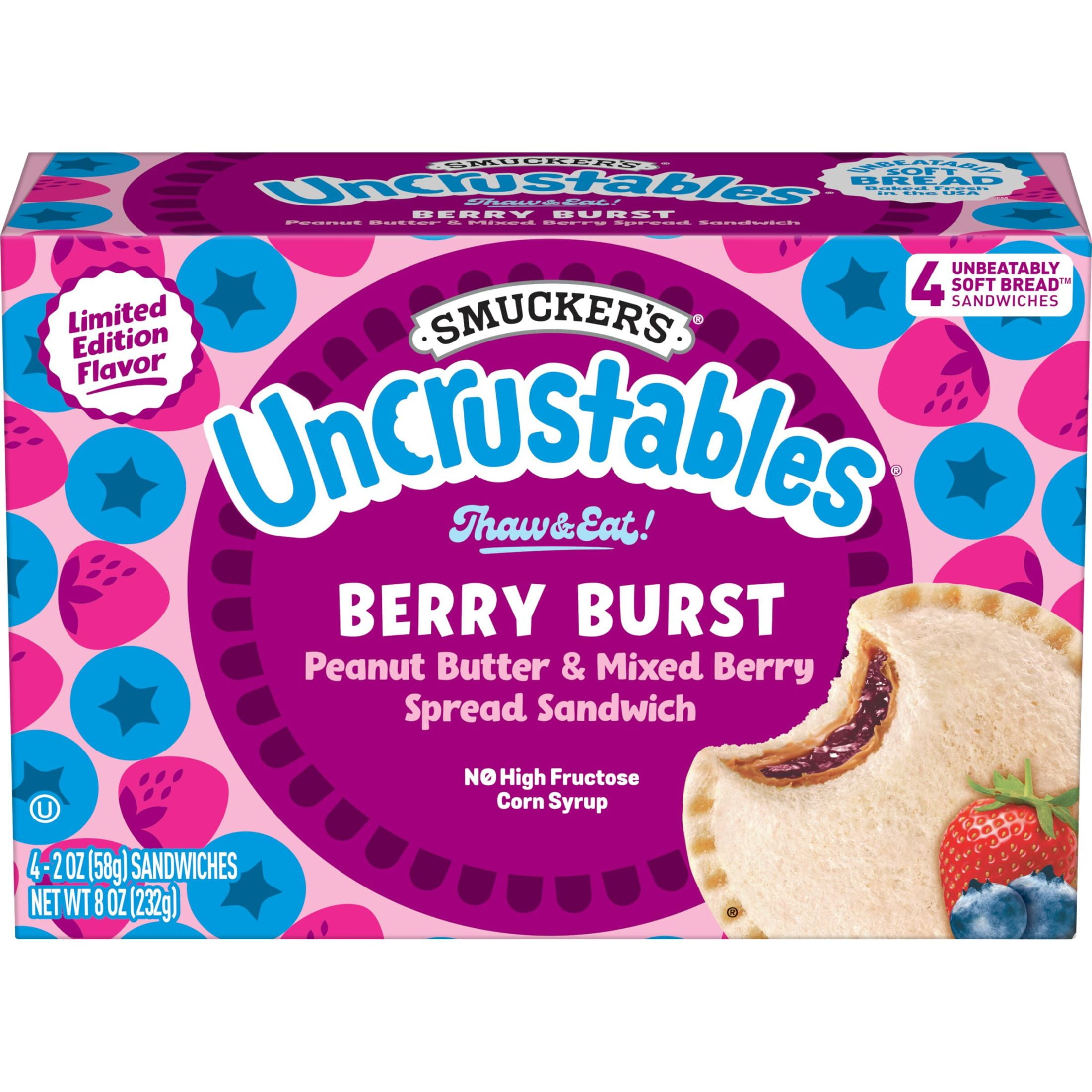 Smucker’s Uncrustables Peanut Butter & Mixed Berry Spread Sandwiches, 2 ...