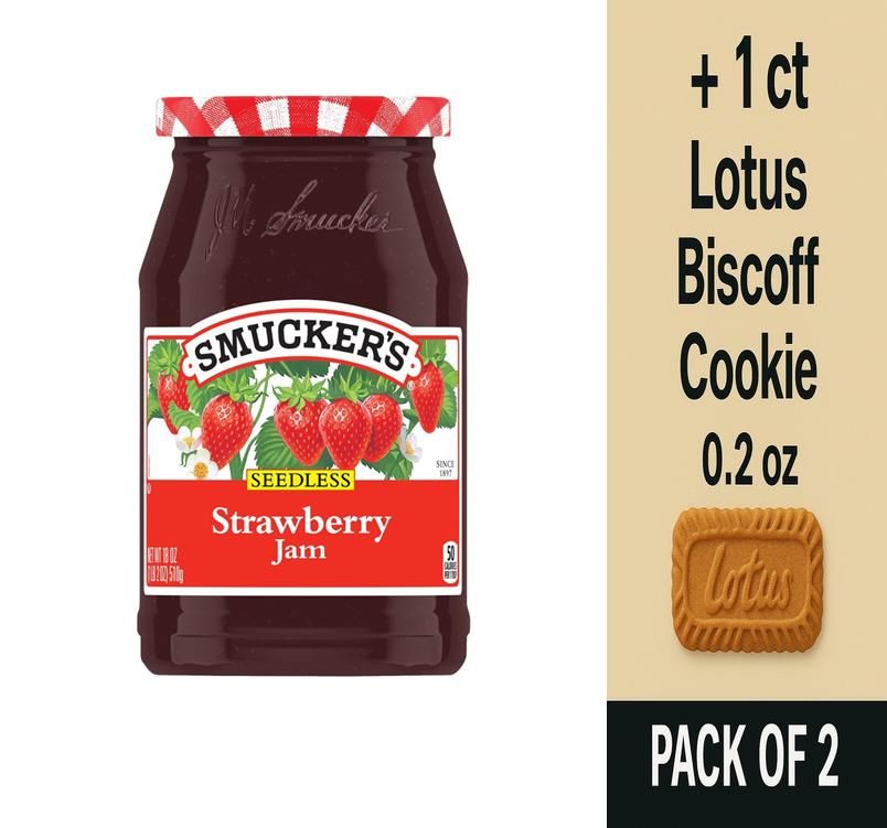 Smuckers Seedless Strawberry Jam 18 oz - Pack of 2 & Lotus Biscoff ...