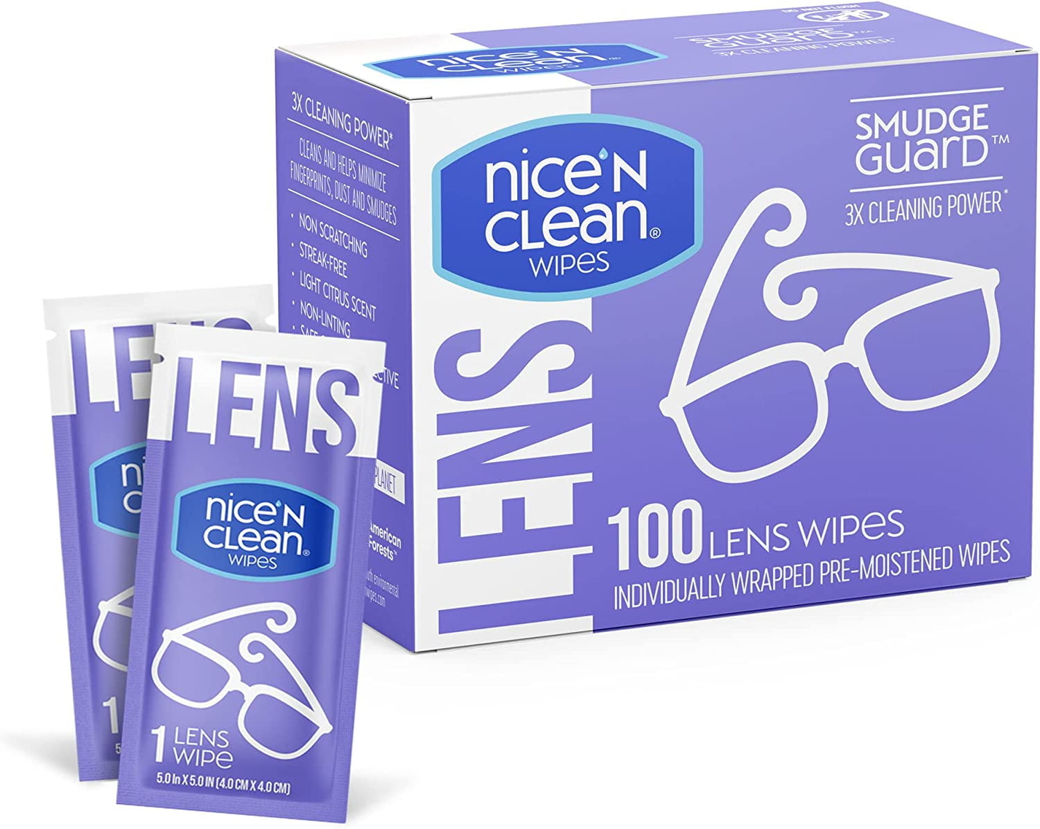 SmudgeGuard Lens Cleaning Wipes (100 Total Wipes) | Pre-Moistened ...