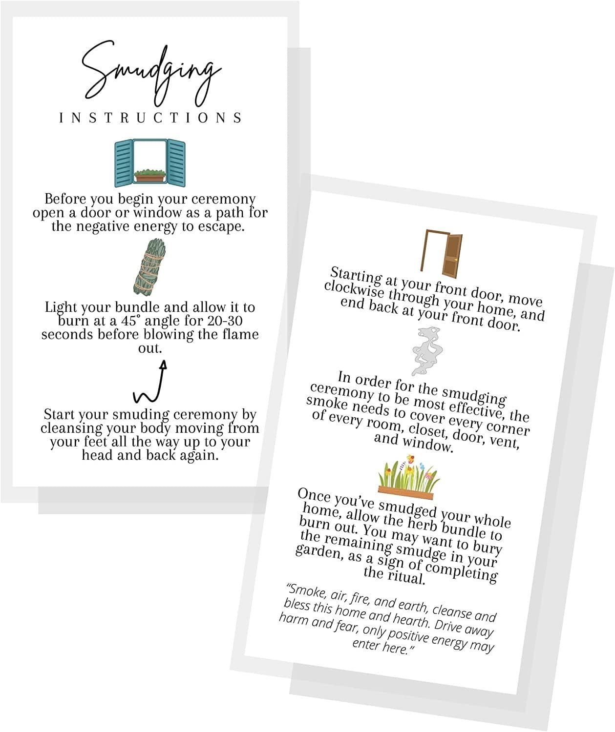 Smudging Instruction Cards 50 Pack 2x3.5" inches Business Card Smudge ...