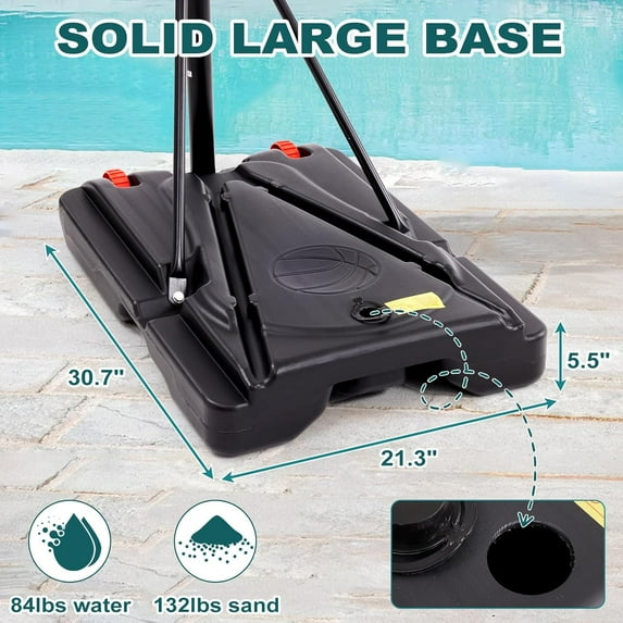 Smug Basketball Hoop Outdoor, 5.08-8.53FT Adjustable Height, Portable ...