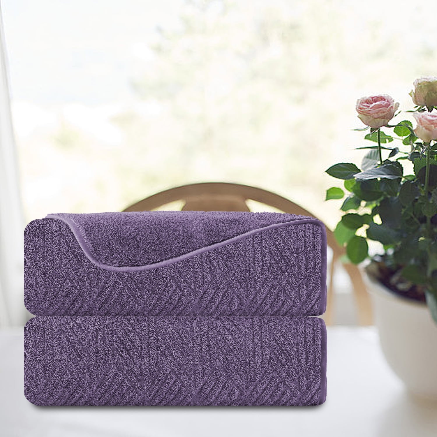 Smuge 2 Pack Hand Towels (16 x 31 in, Dark Purple) 600 GSM Ultra Soft ...