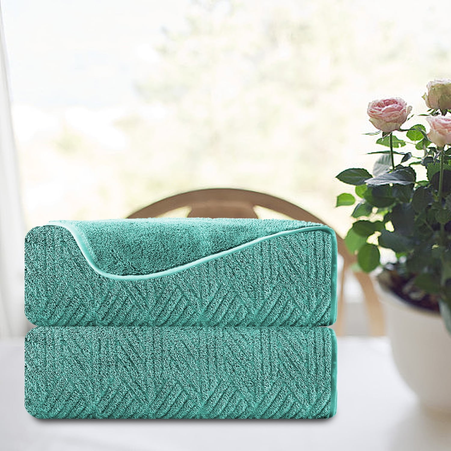 Smuge 2 Pack Hand Towels (16 x 31 in, Sea Blue) 600 GSM Ultra Soft ...