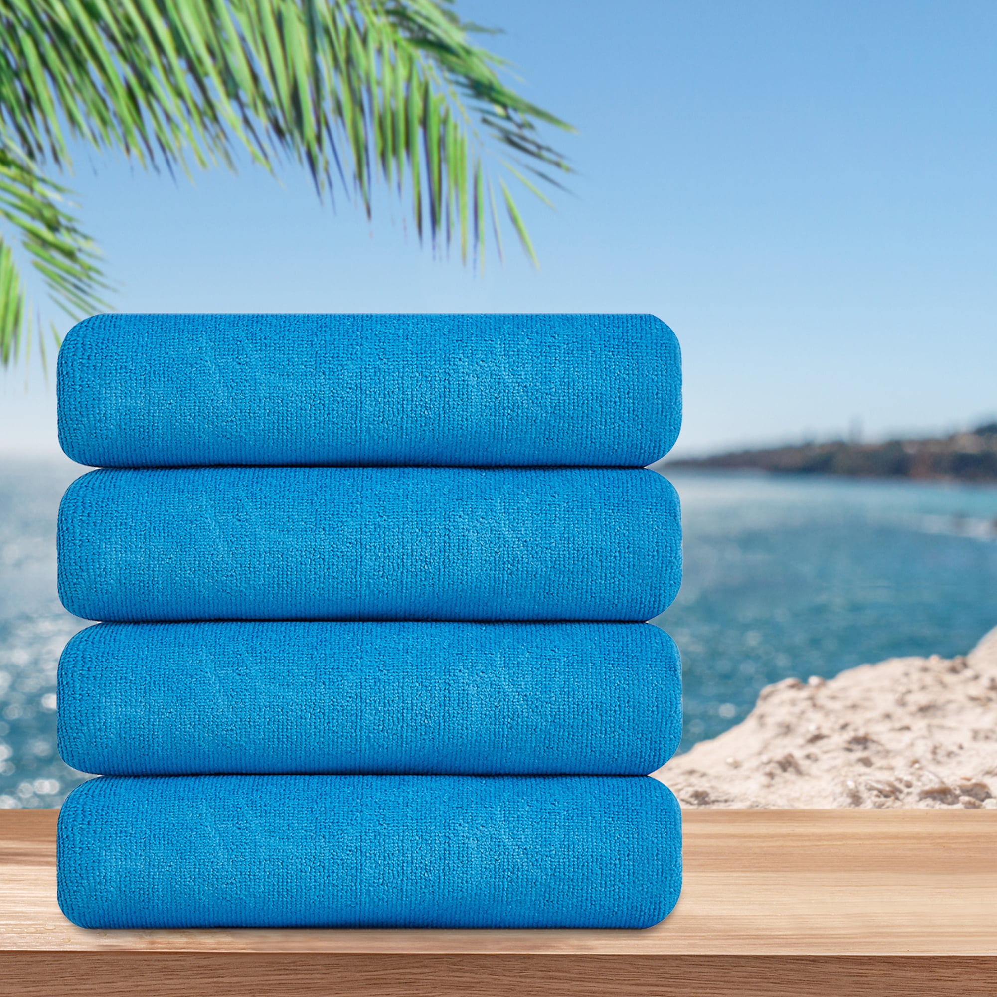 Smuge 4 Pcs Oversized Microfiber Beach Towels, 60x30 inches Super ...