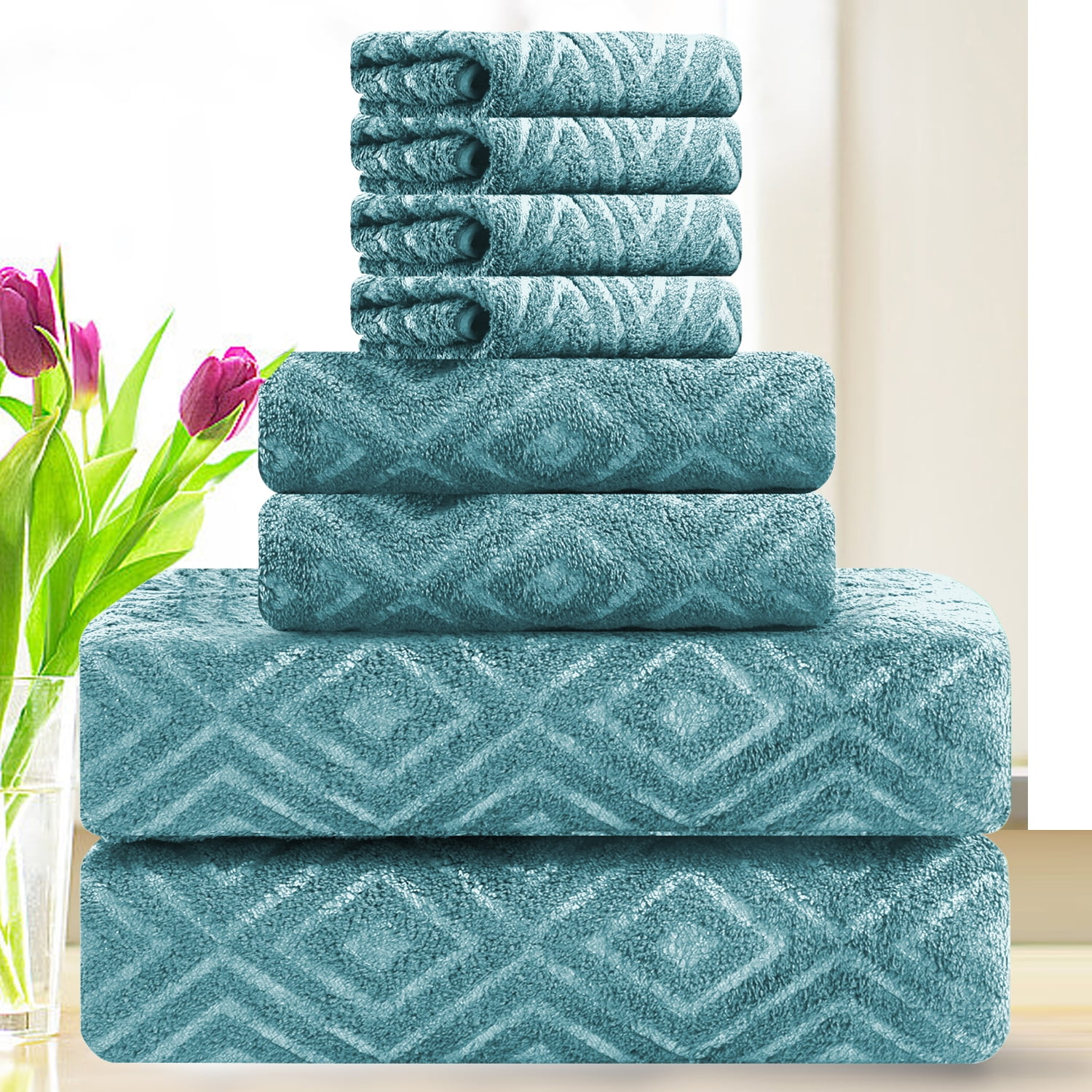 Smuge 8 Piece Extra Large Bath Towels, 2 Oversized Bath Towel Sheets, 2 ...