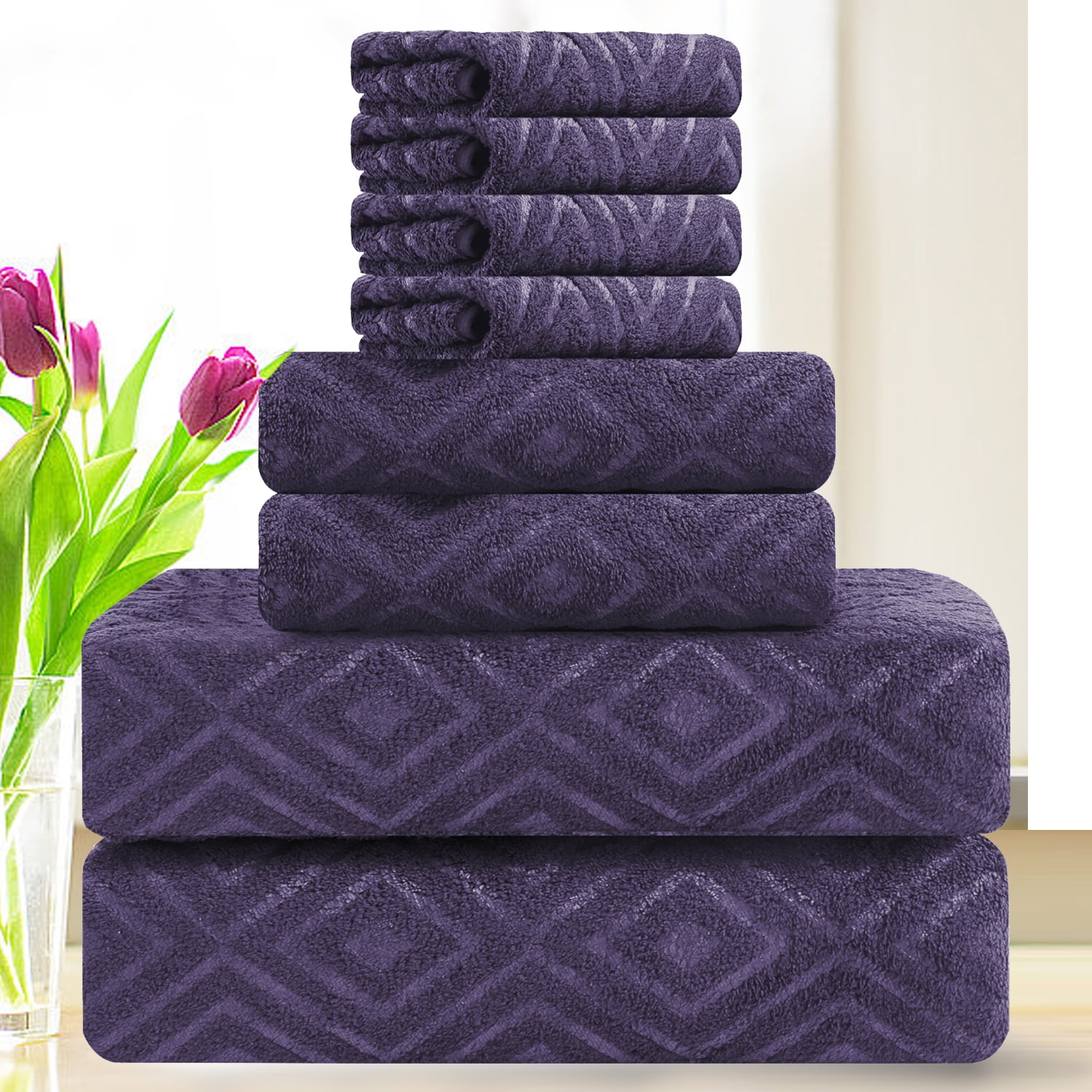 Smuge 8 Piece Oversized Bath Sheet Towels, 2 Extra Large Bath Towels ...