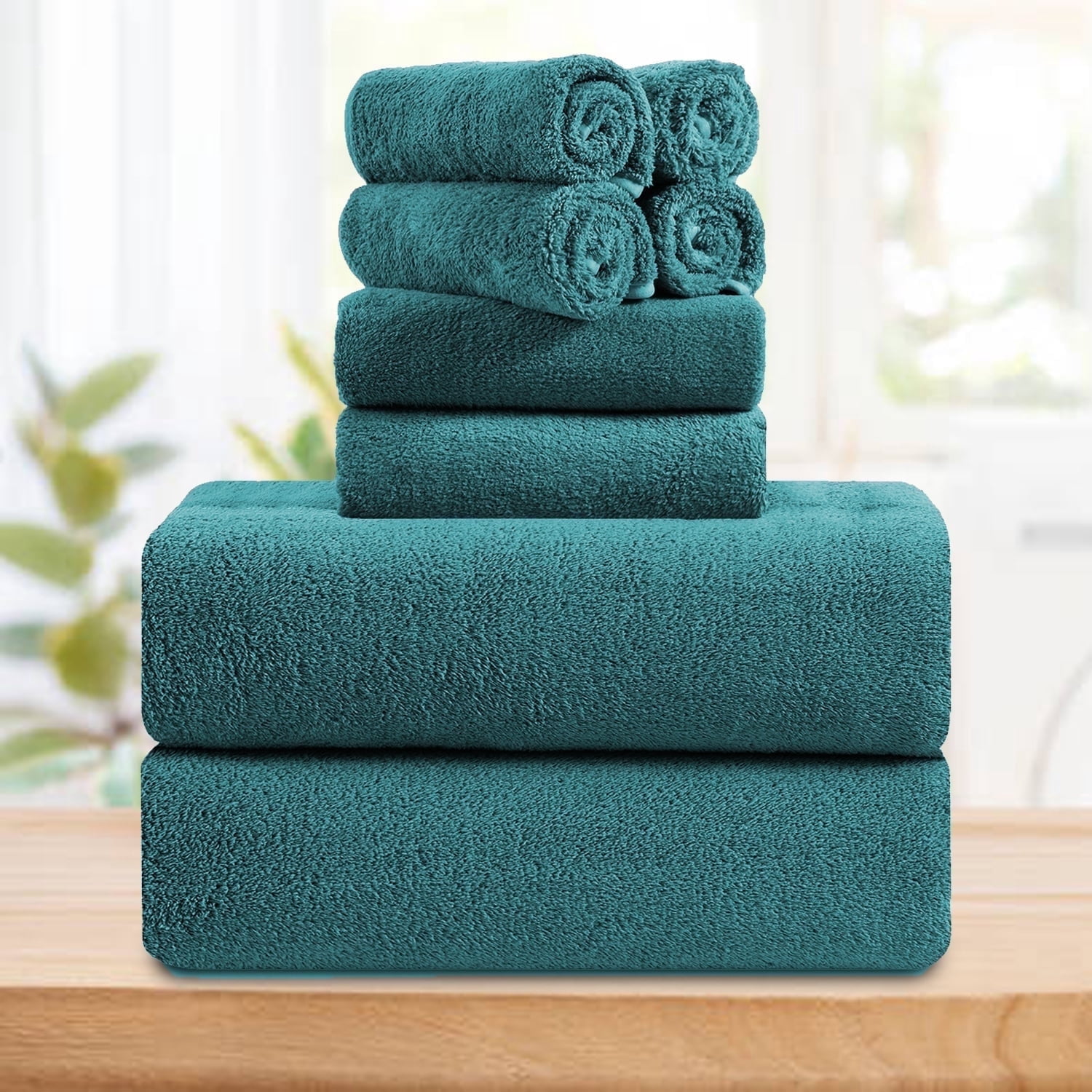 Smuge 8 Piece Oversized Bath Towel Set, Microfiber Ultra Soft Plush ...