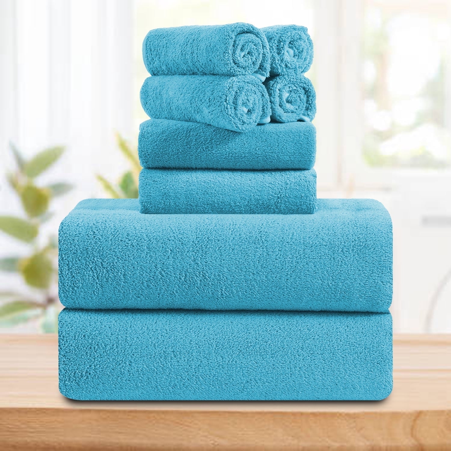 Smuge 8 Piece Oversized Bath Towel Set, Microfiber Ultra Soft Plush ...