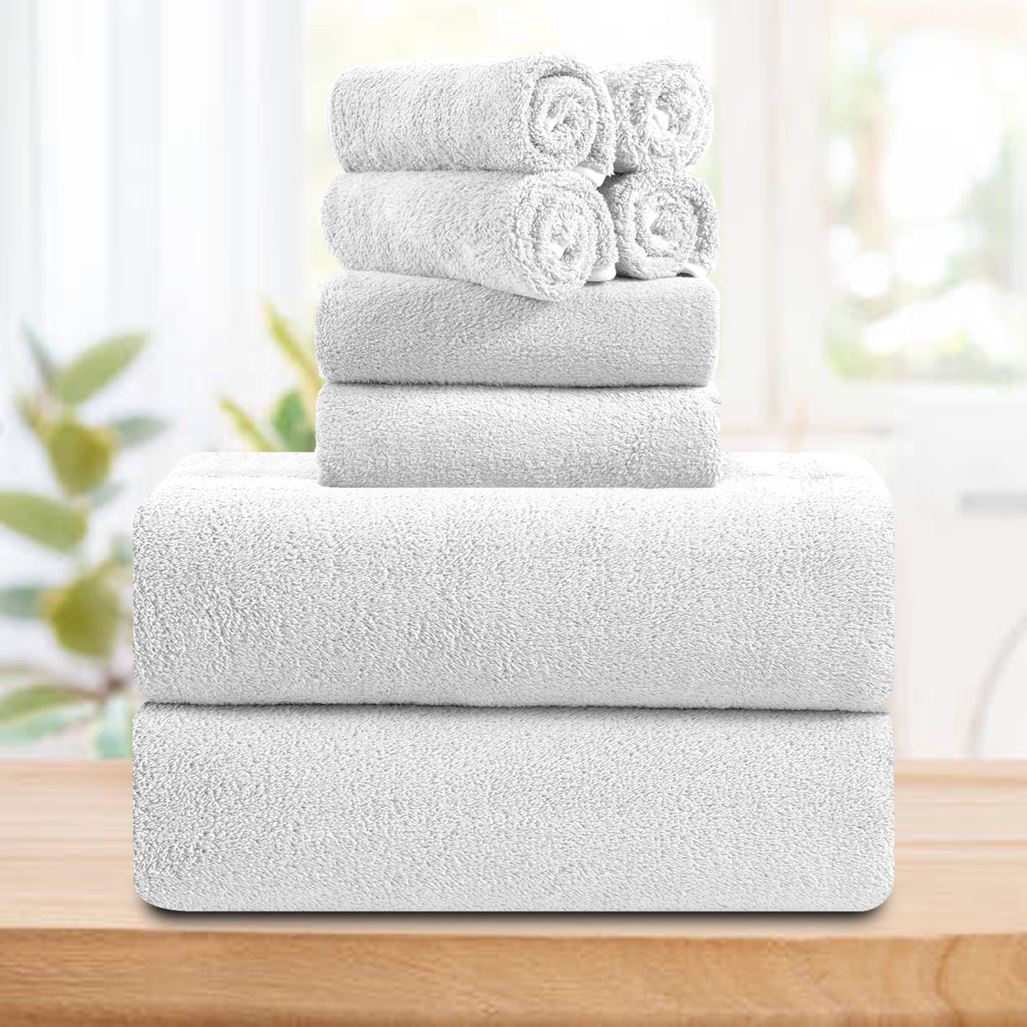 Smuge 8 Piece Oversized Bath Towel Set, Microfiber Ultra Soft Plush ...