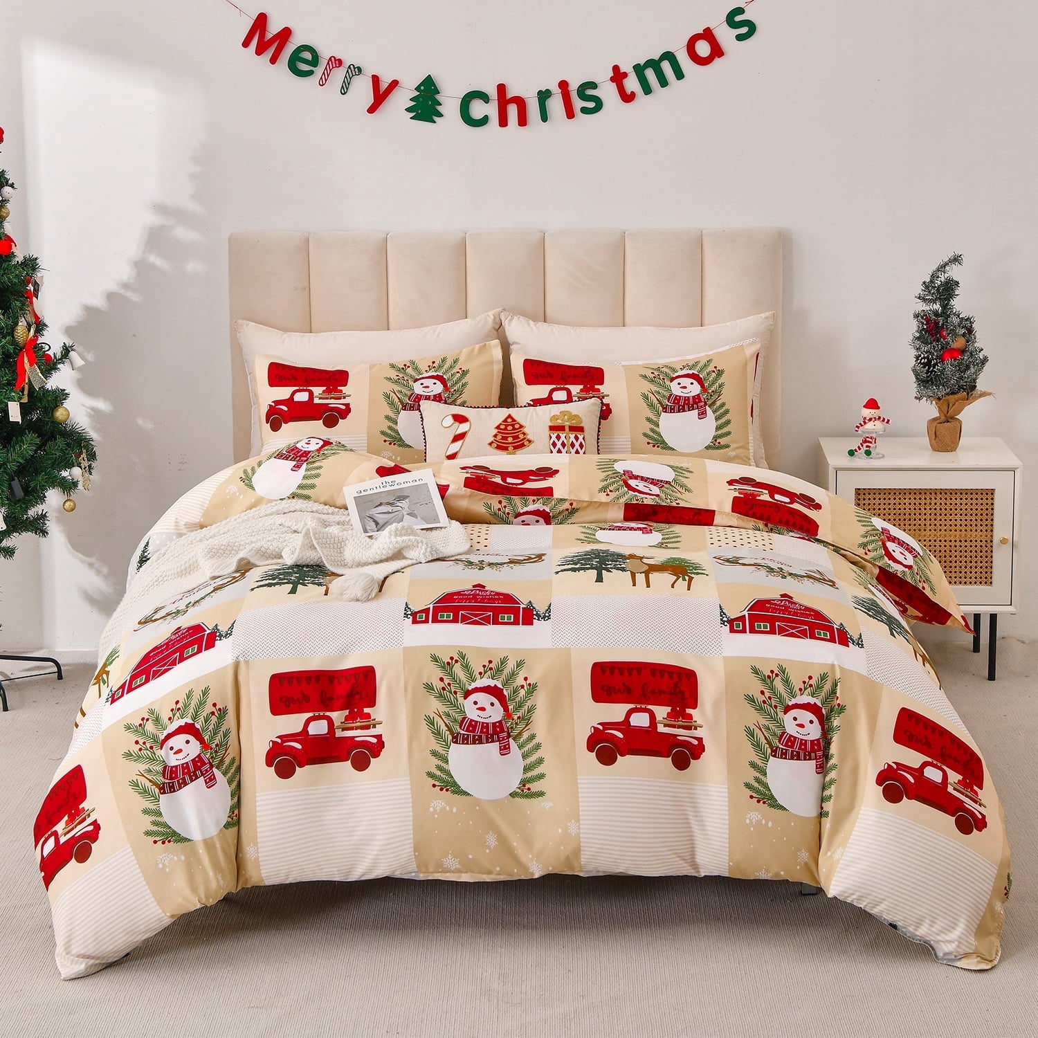 Smuge Christmas Duvet Cover Queen/Full Size Comforter Cover Snowman ...