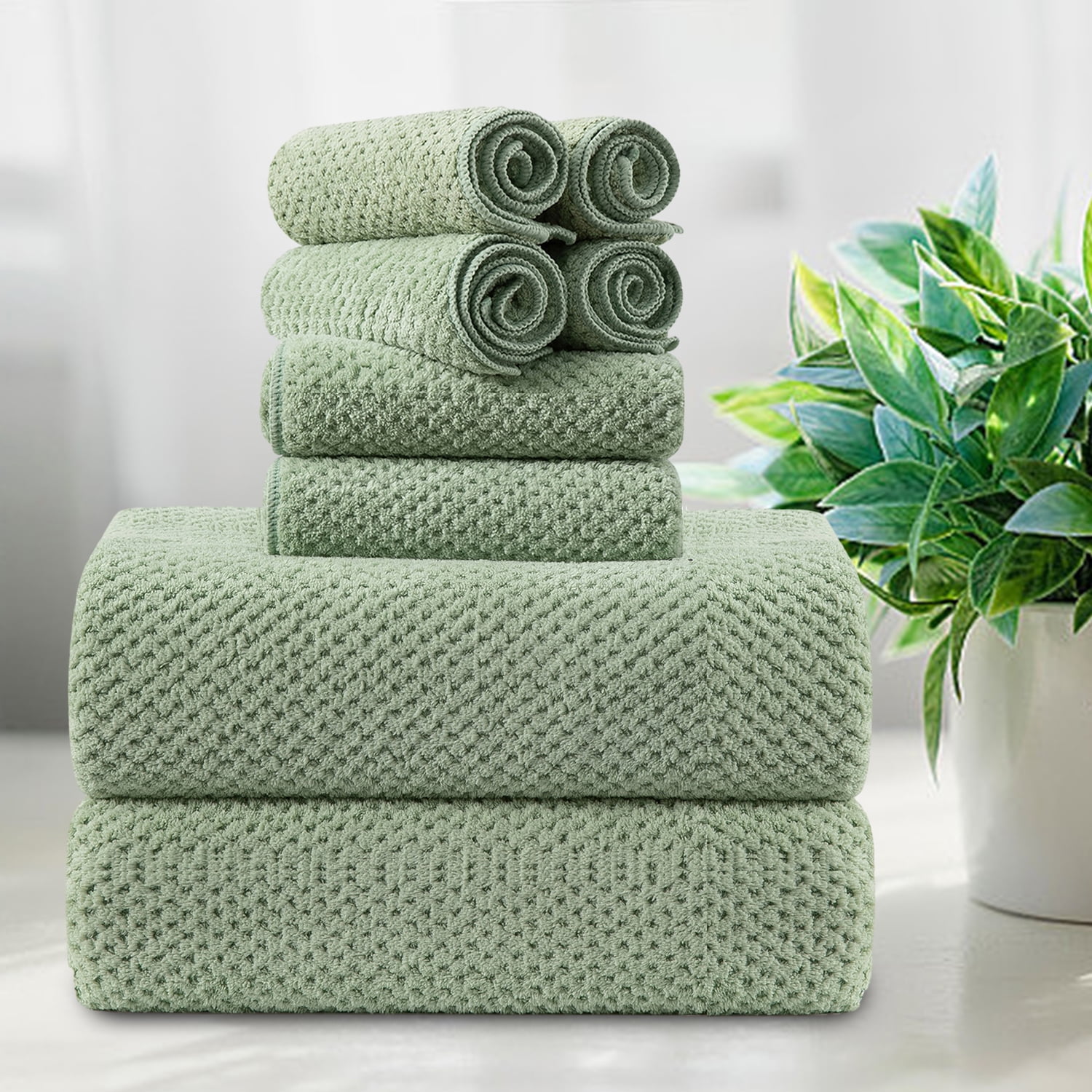 Smuge XL Bath Towel Set, 8pc: 2 Oversized, 2 Hand Towels, 4 Washcloths ...