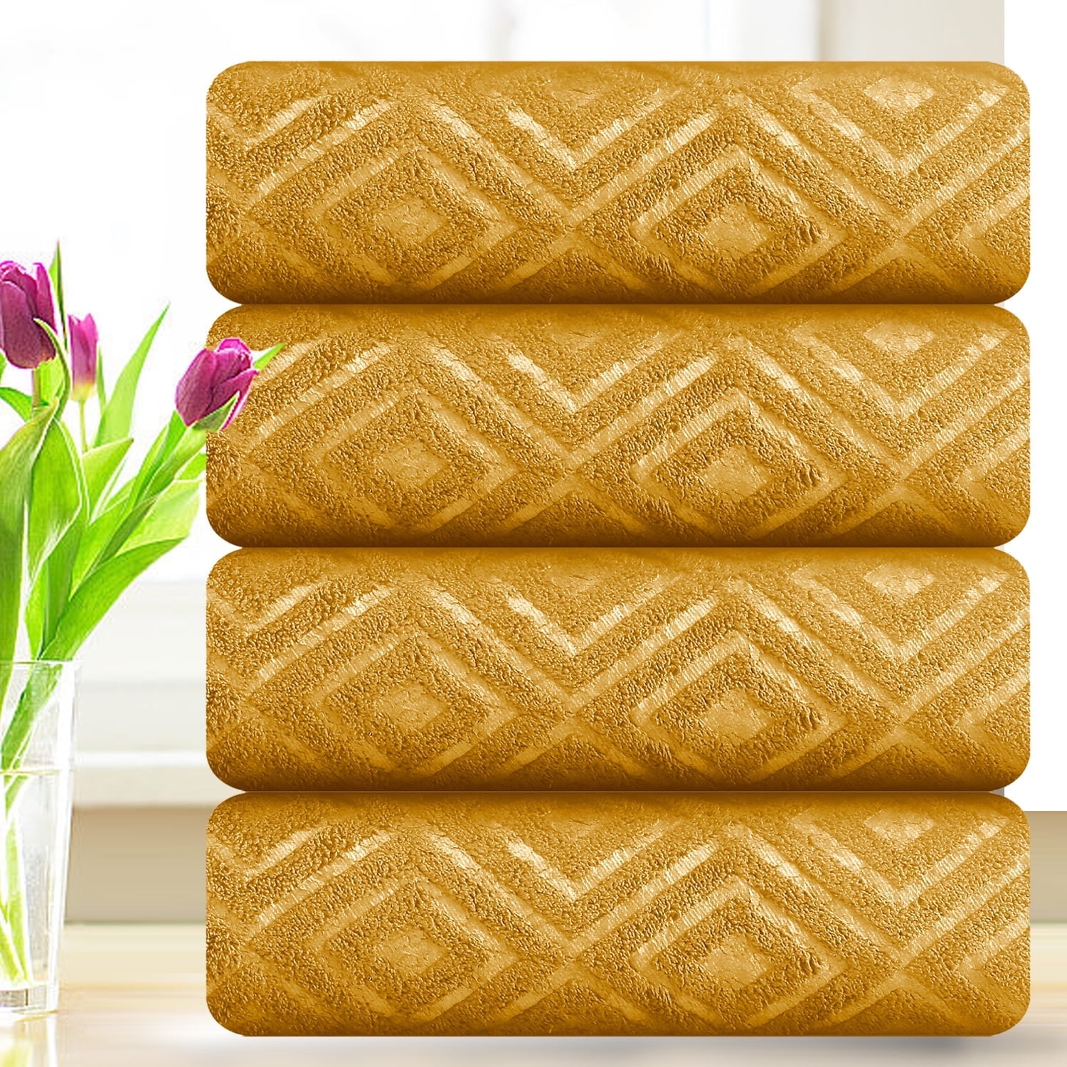 Smuge Modern Microfiber Bath Towel Set, Ginger, 4 Count - Walmart.com