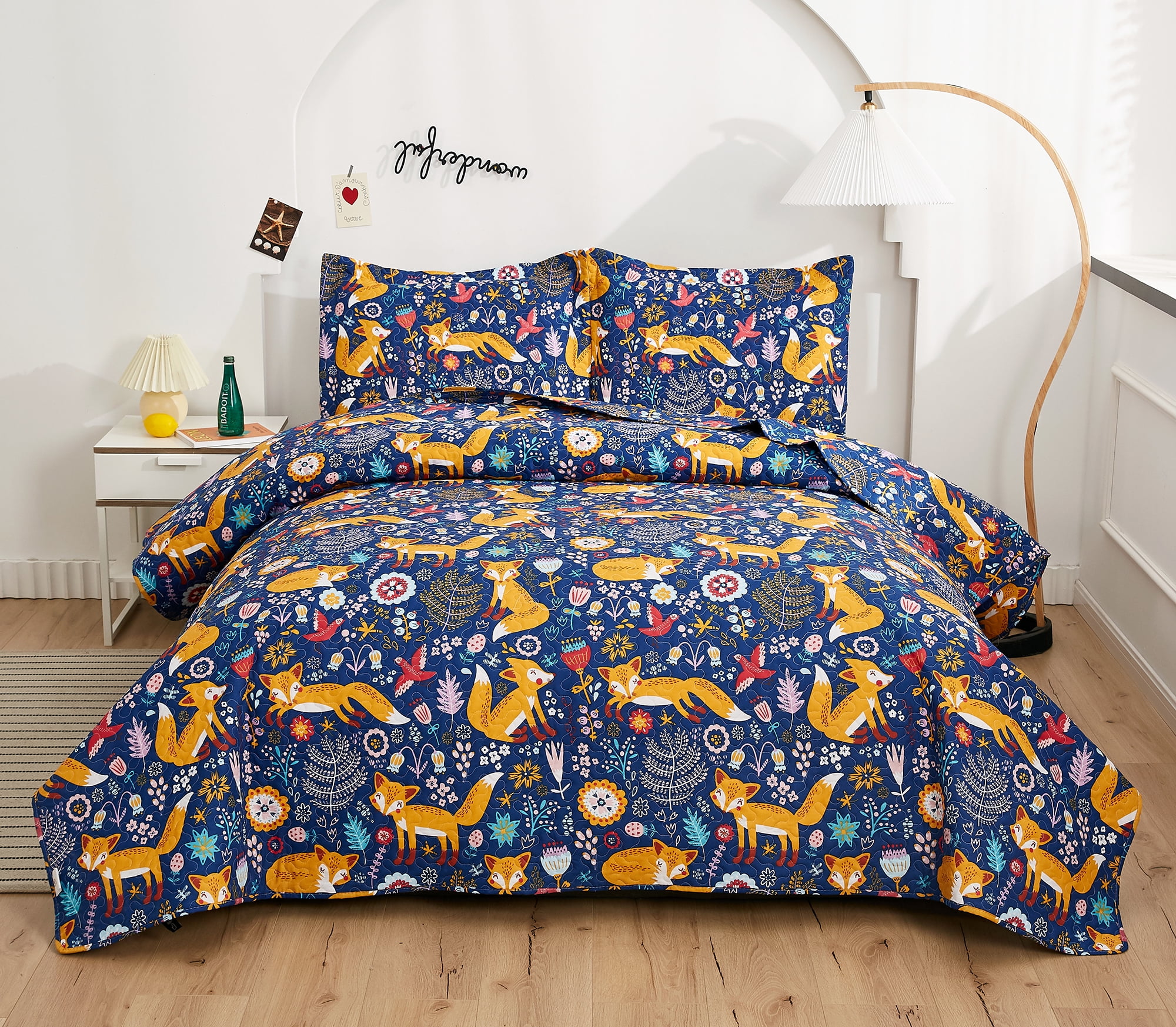 Smuge Twin/Full/Queen Size Bedspread - Unique Purple Chrysanthemum Fox ...