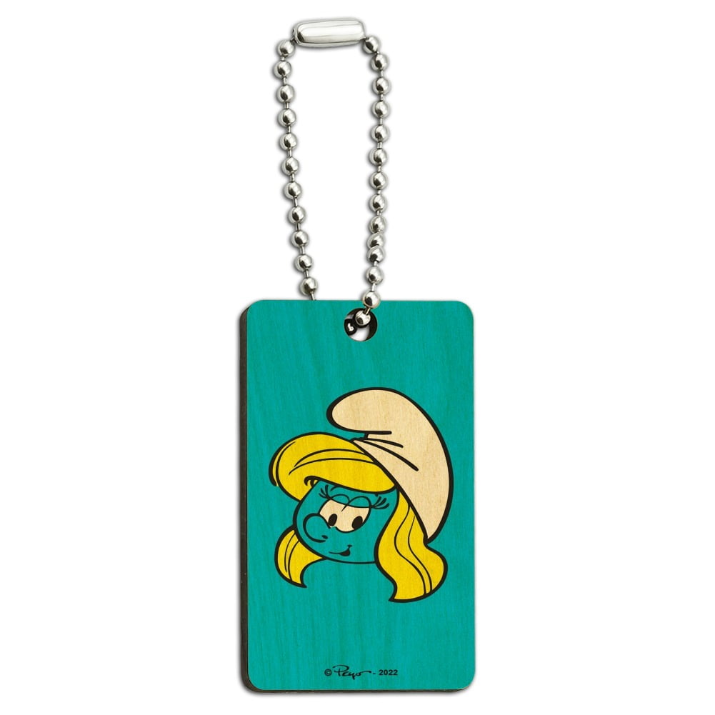 Smurfette Face Wood Wooden Rectangle Keychain Key Ring - Walmart.com