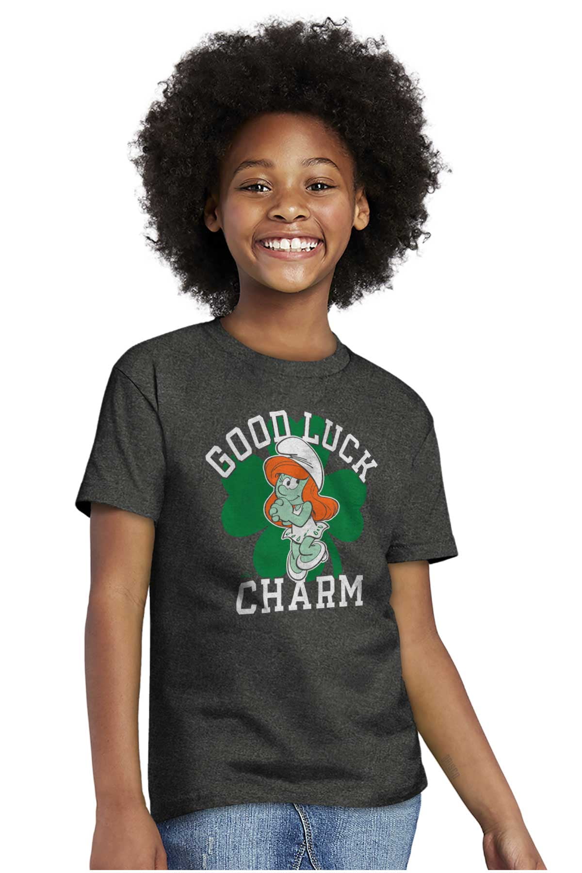 Smurfette St Paddys Good Luck Charm Girls Kids T Shirt Tees Teen Brisco ...