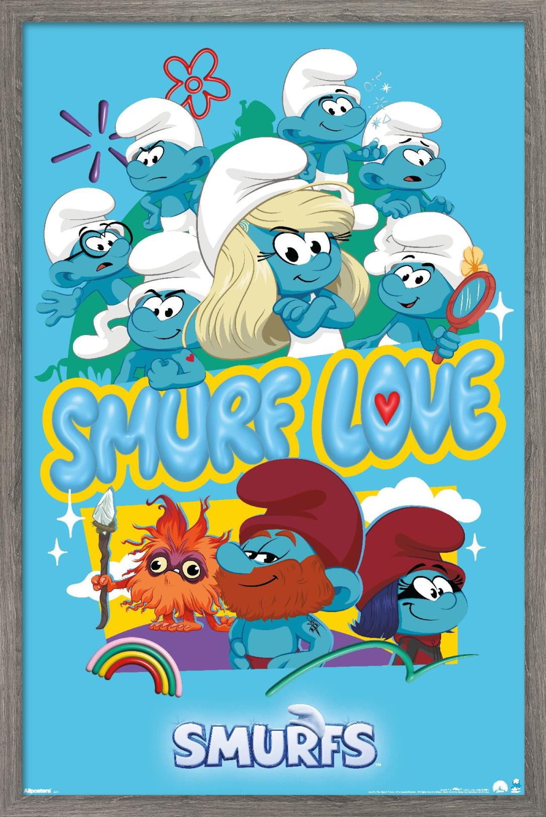 Smurfs (2025) - Smurf Love Wall Poster, 22.375" x 34" Framed - Walmart.com