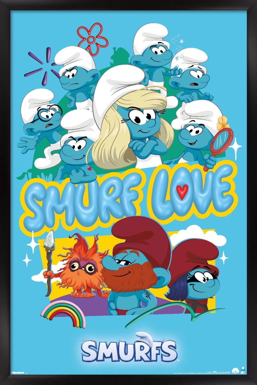 Smurfs (2025) - Smurf Love Wall Poster, 22.375" x 34" Framed - Walmart.com