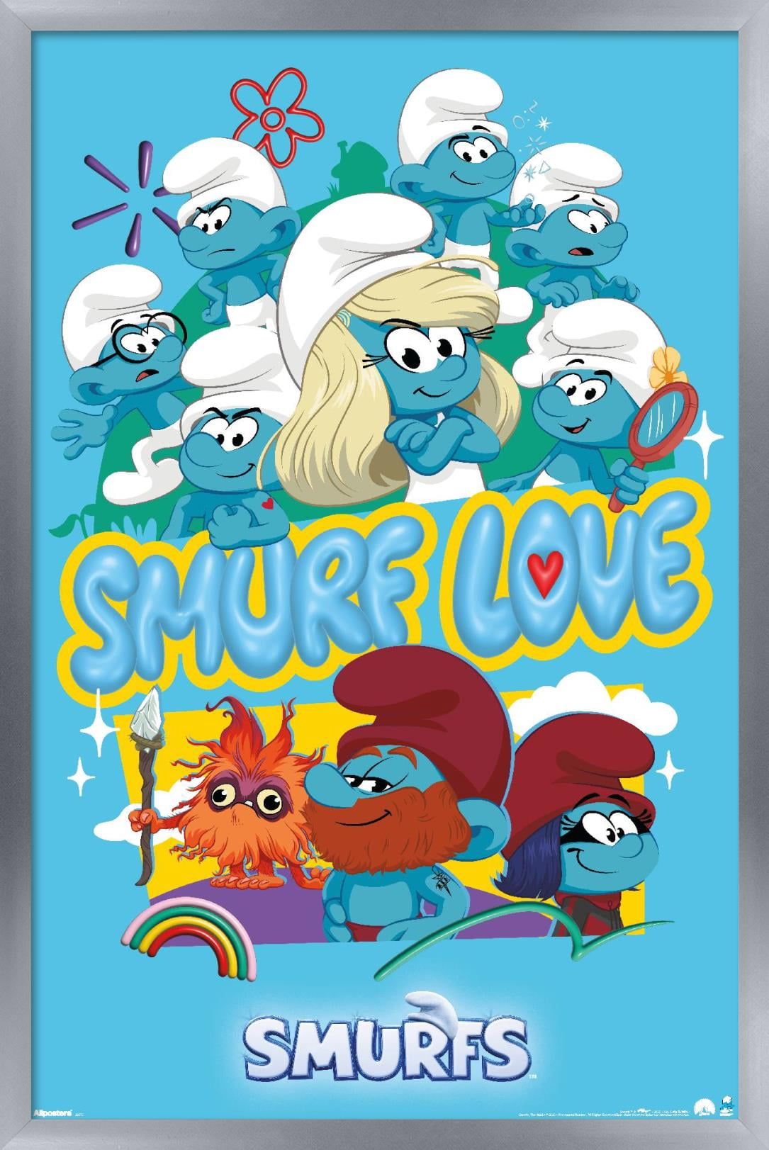 Smurfs (2025) - Smurf Love Wall Poster, 22.375" x 34" Framed - Walmart.com