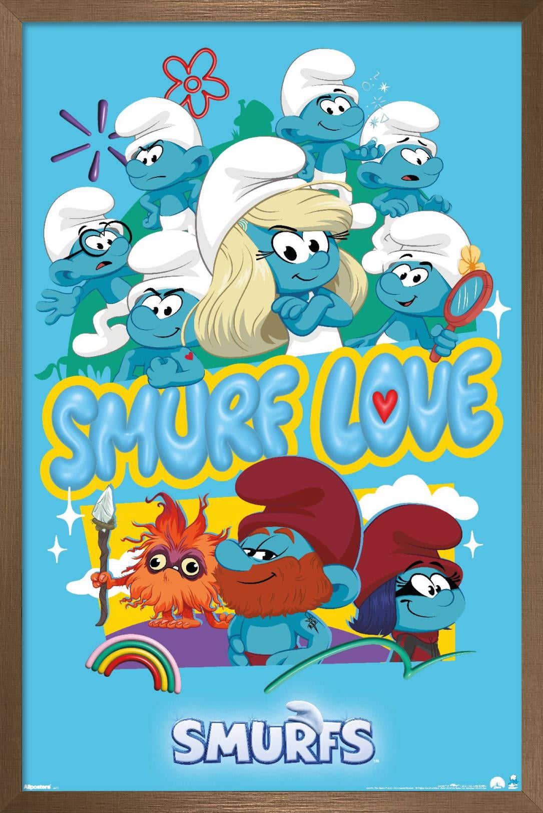 Smurfs (2025) - Smurf Love Wall Poster, 22.375" x 34" Framed - Walmart.com