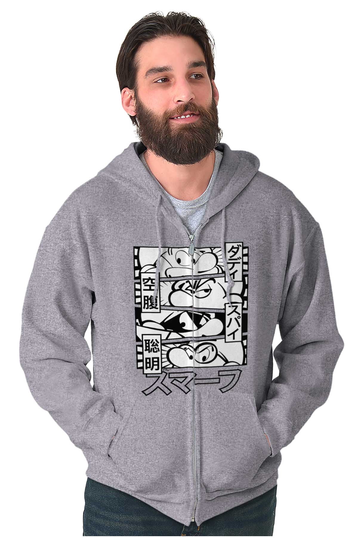 Smurfs Cartoon Manga Panel Aesthetic Zip Up Hoodie Men's Women's Brisco ...