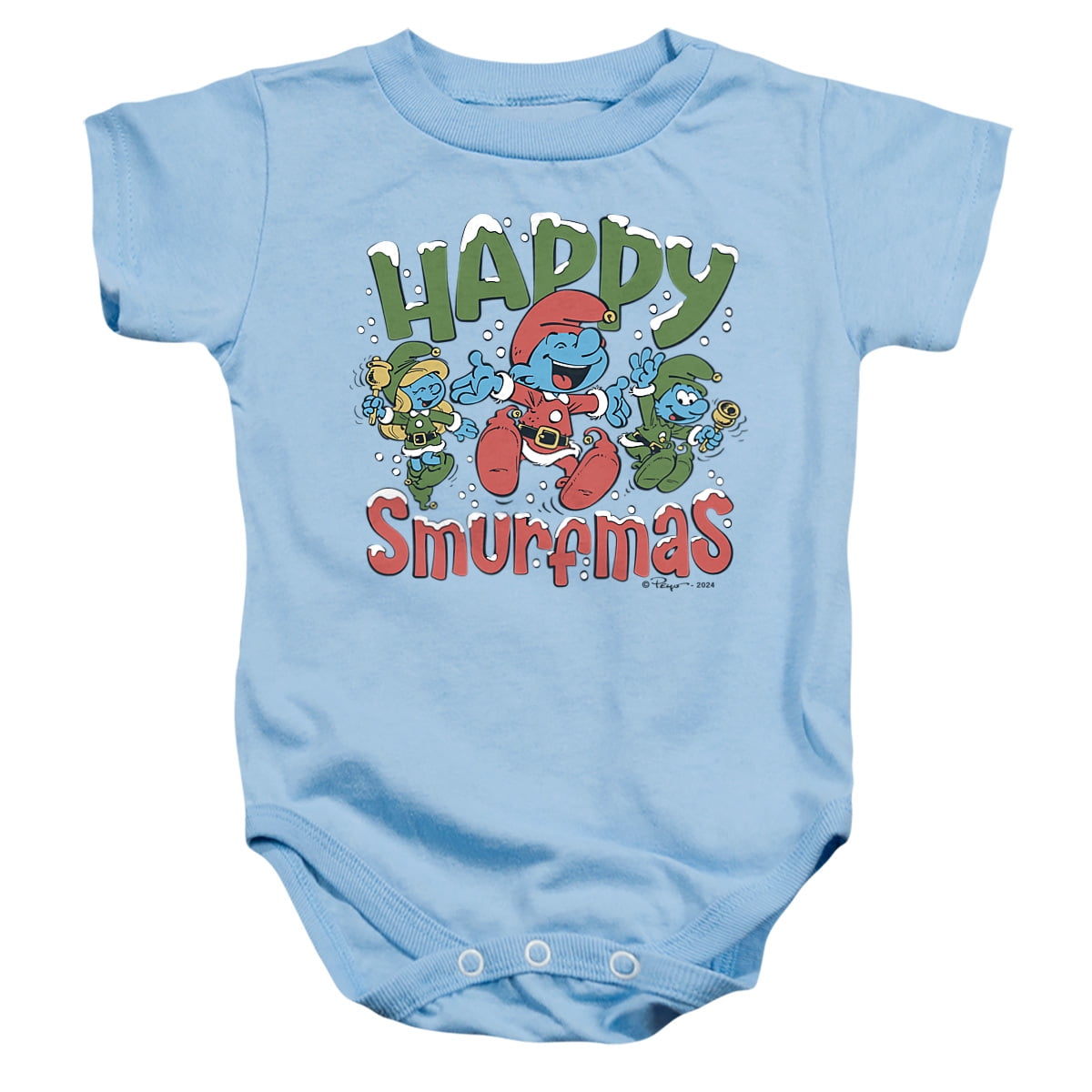 Smurfs Christmas, Happy Smurfmas Unisex Infant Snap Suit for Baby ...
