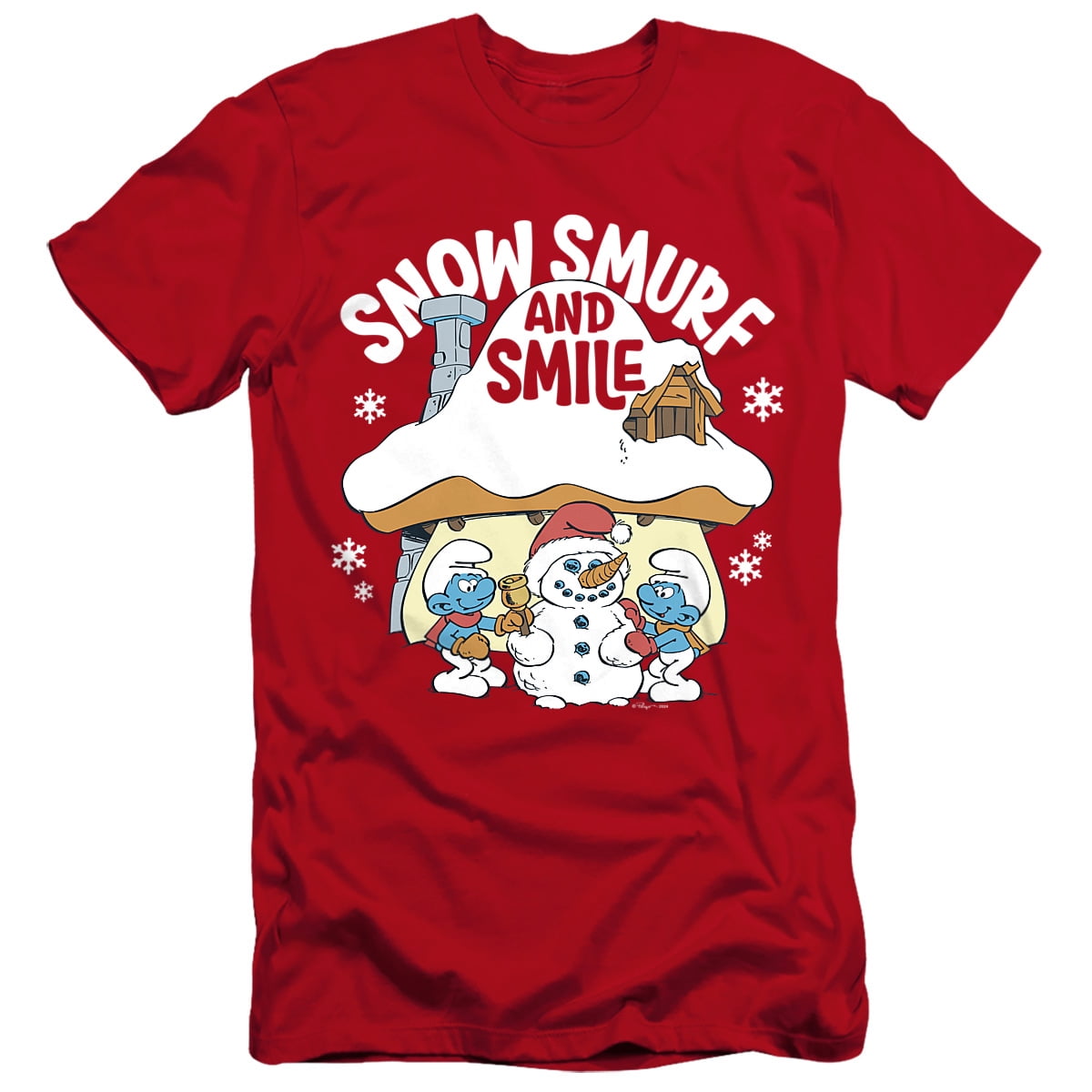 Smurfs Christmas Snow, Smurf And Smile Unisex Adult Canvas Brand T ...