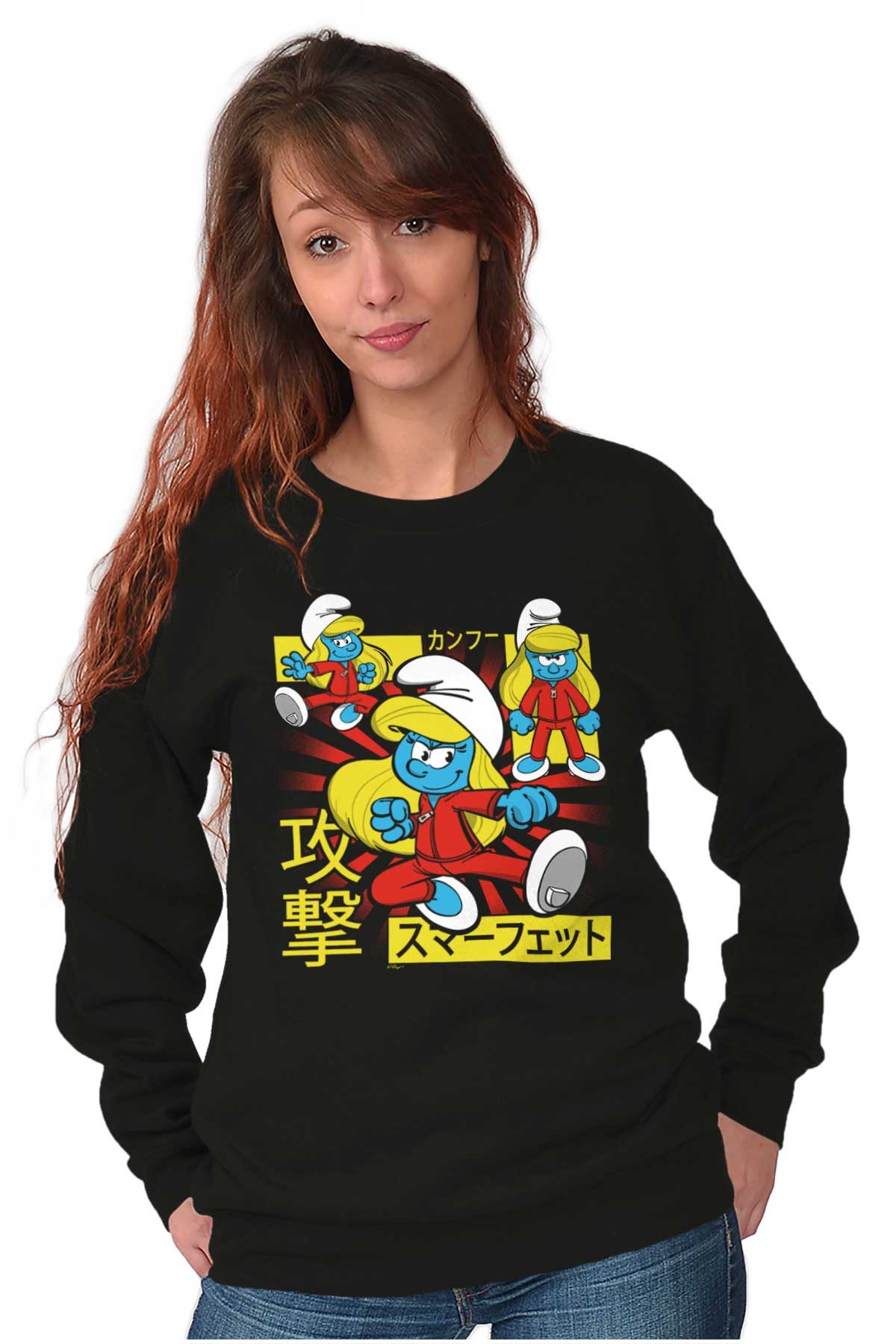 Smurfs Cute Kung Fu Smurfette Otaku Women Plus Size Sweatshirt Brisco ...