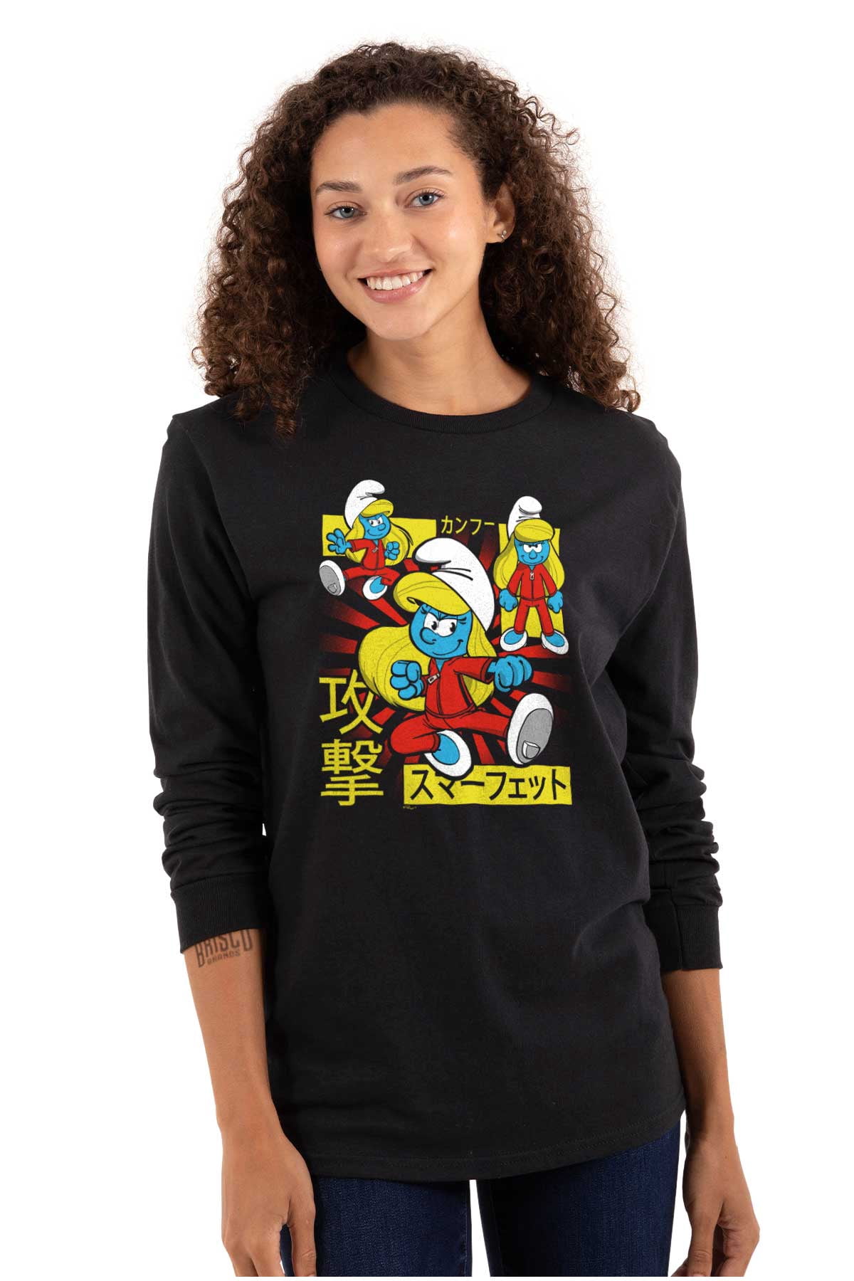 Smurfs Cute Kung Fu Smurfette Otaku Women's Long Sleeve T Shirt Brisco ...
