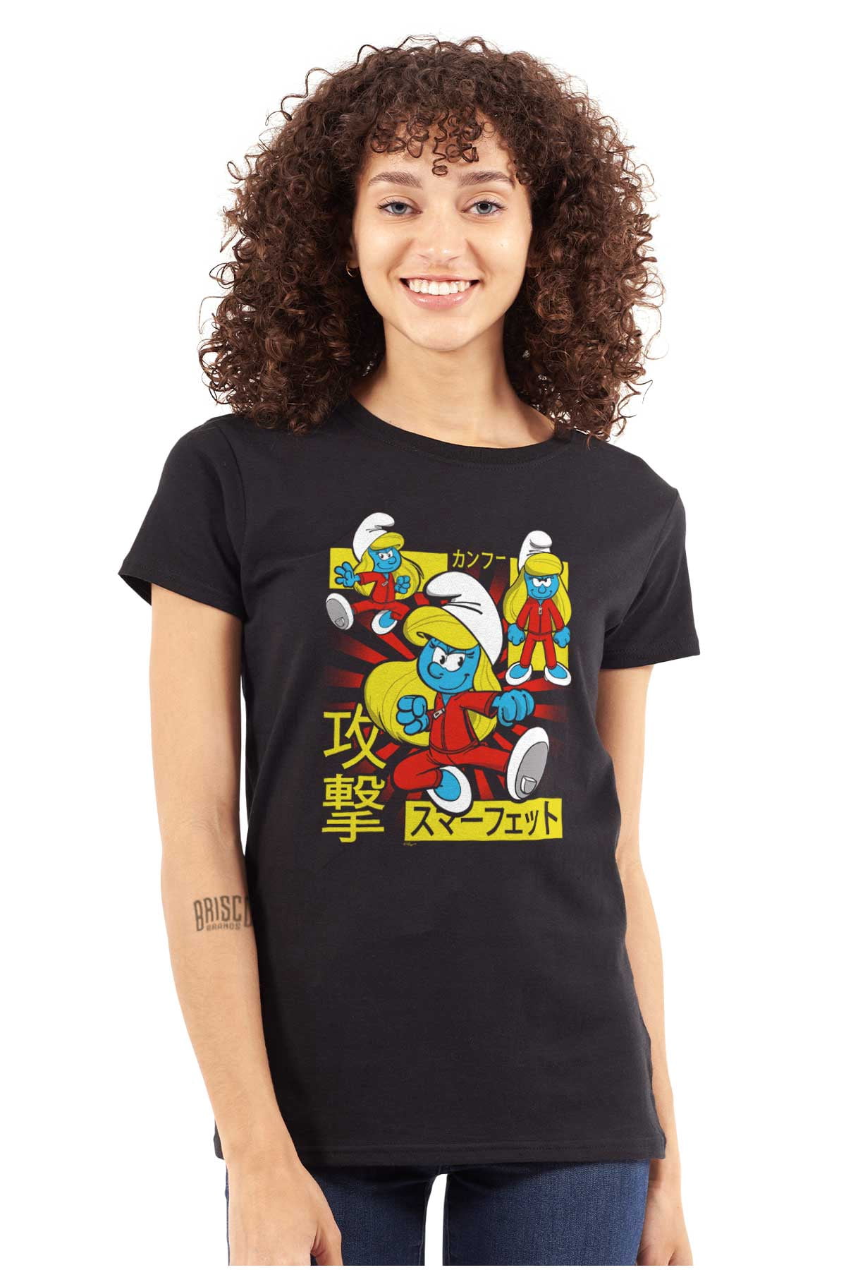 Smurfs Cute Kung Fu Smurfette Otaku Women's T Shirt Ladies Tee Brisco ...