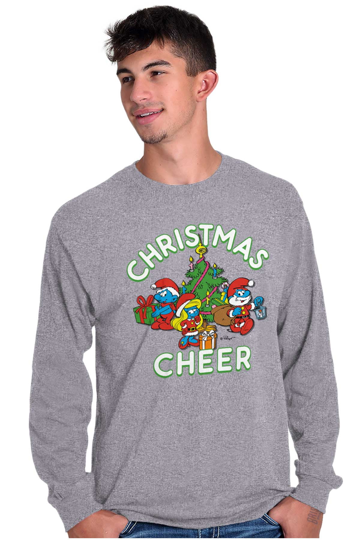 Smurfs Holiday Christmas Cheer Long Sleeve TShirt Men Women Brisco ...