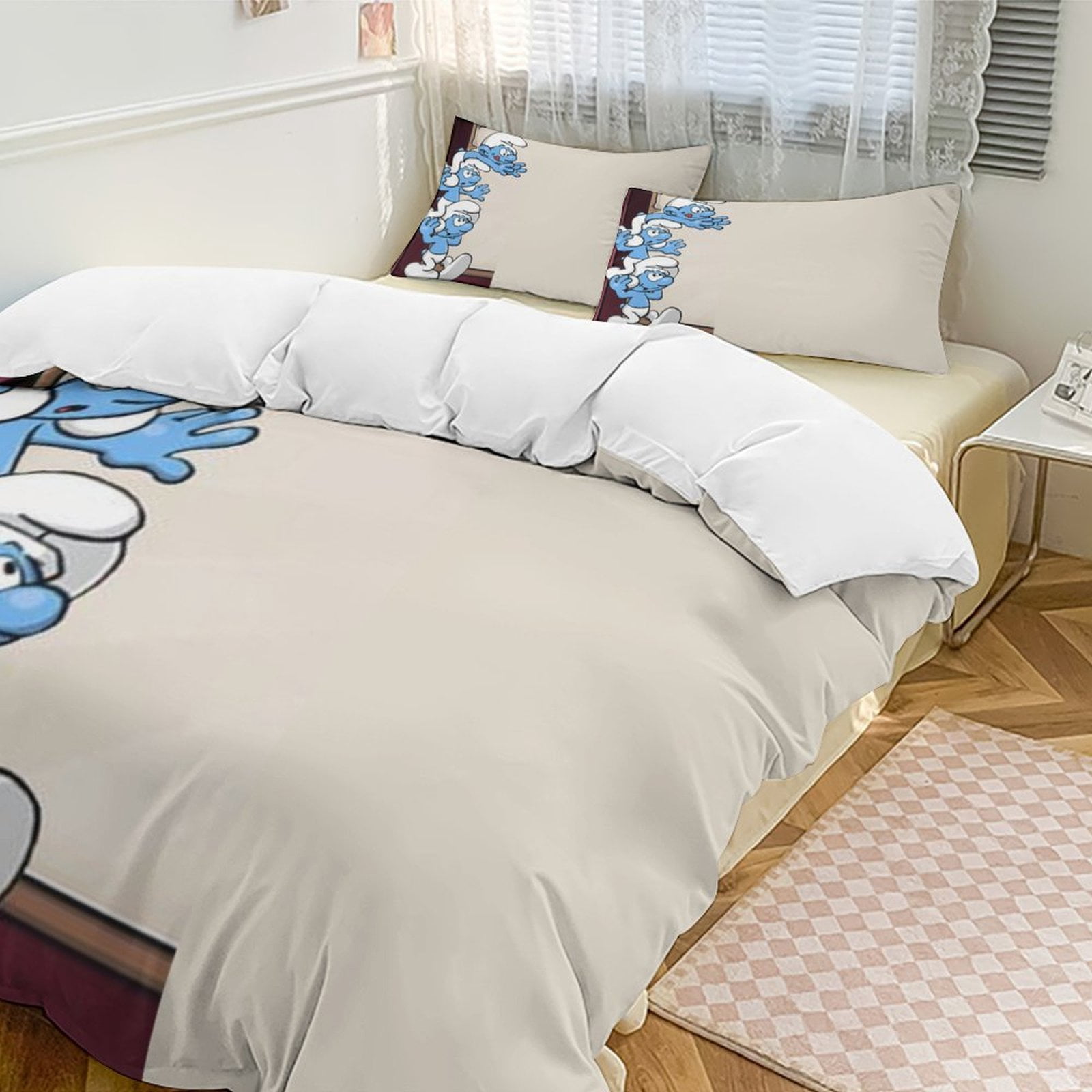 Smurfs Season Cartoon Shower Curtain Set for Bathroom 4 Piece Bathroom ...