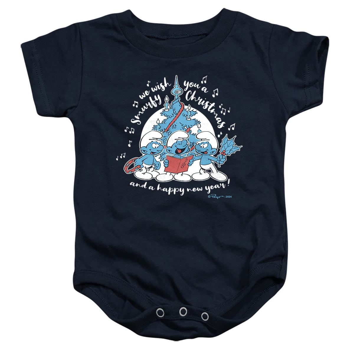 Smurfs Smurfy Christmas Carols Unisex Infant Snap Suit for Baby, Navy ...