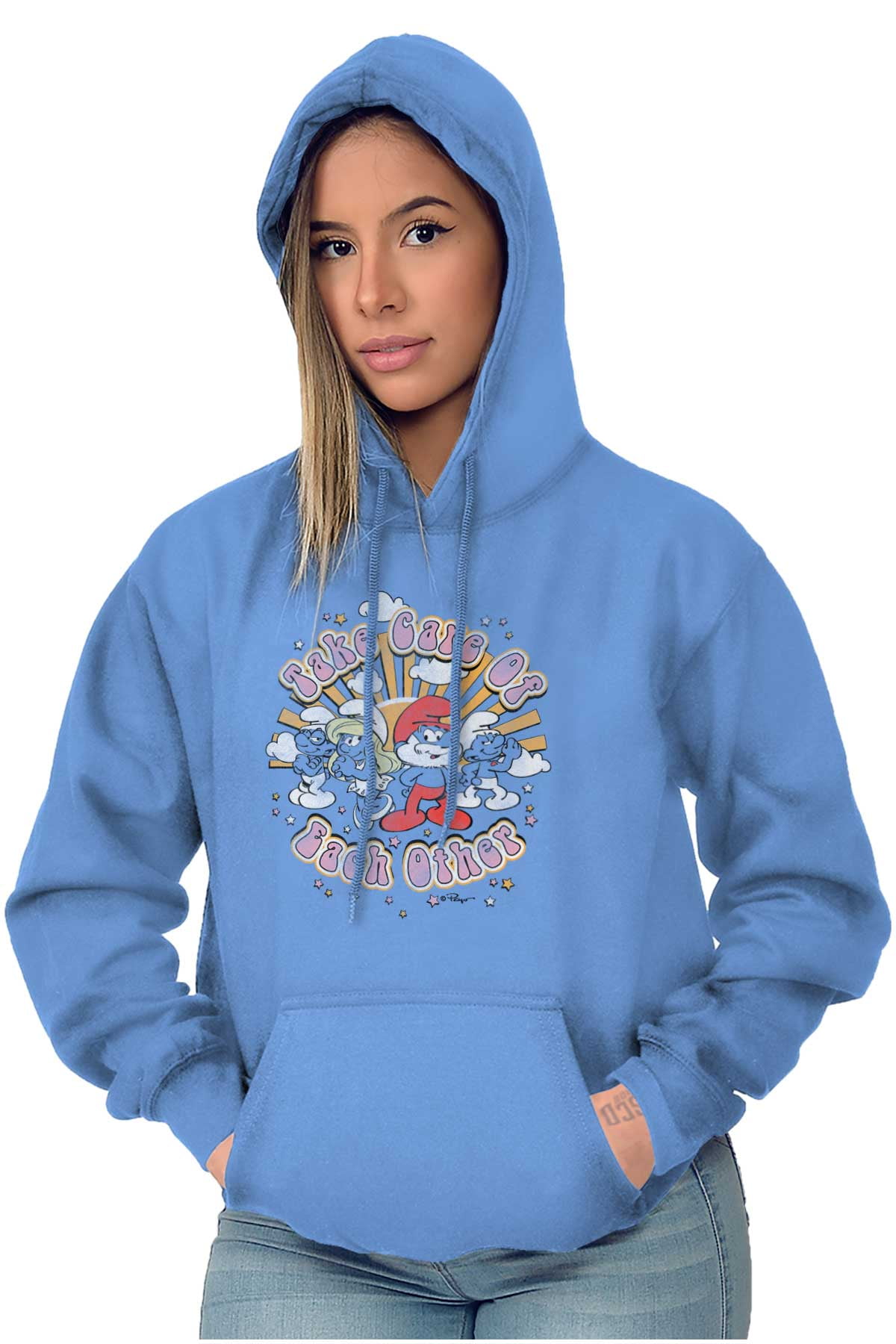 Smurfs Take Care Of Each Other Women Plus Size Hoodie Brisco Brands 4X - Walmart.com