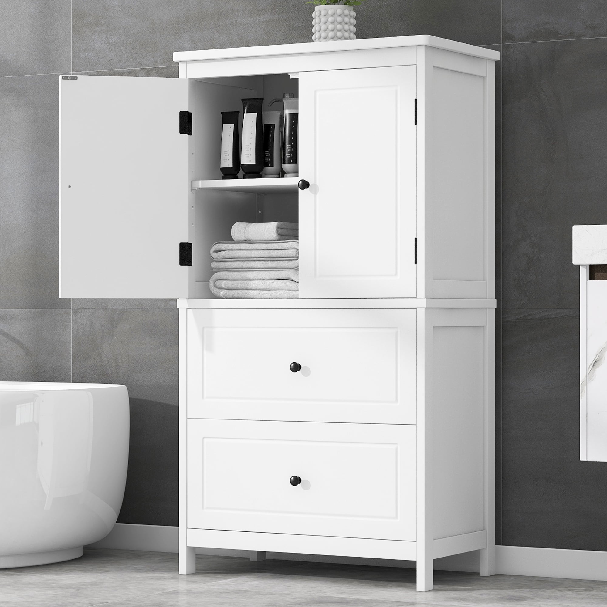 Smuxee Bathroom Storage Cabinets with Doors and Shelves,Bathroom Drawer ...