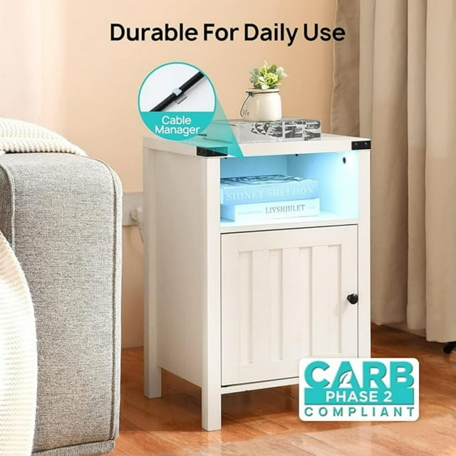 Smuxee Home Nightstand with Charging Station and USB Ports,Bedside ...