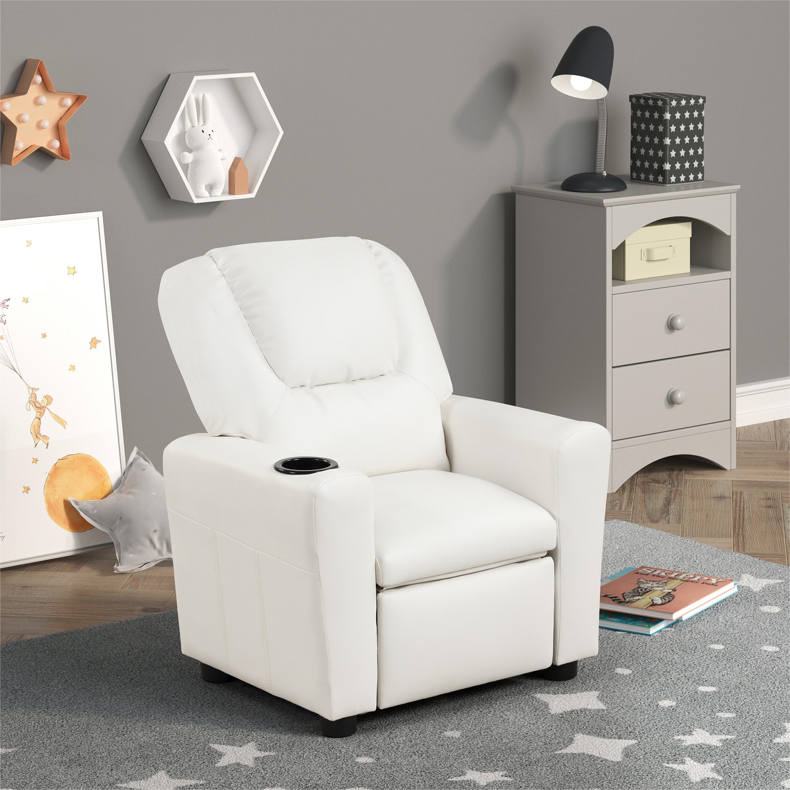 Smuxee Leather Kids Recliner with Cup Holder,Kids Toddler Game Chairs ...