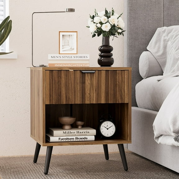FIAKOA Nightstands Set of 2 with Charging Station, Modern Bedside ...