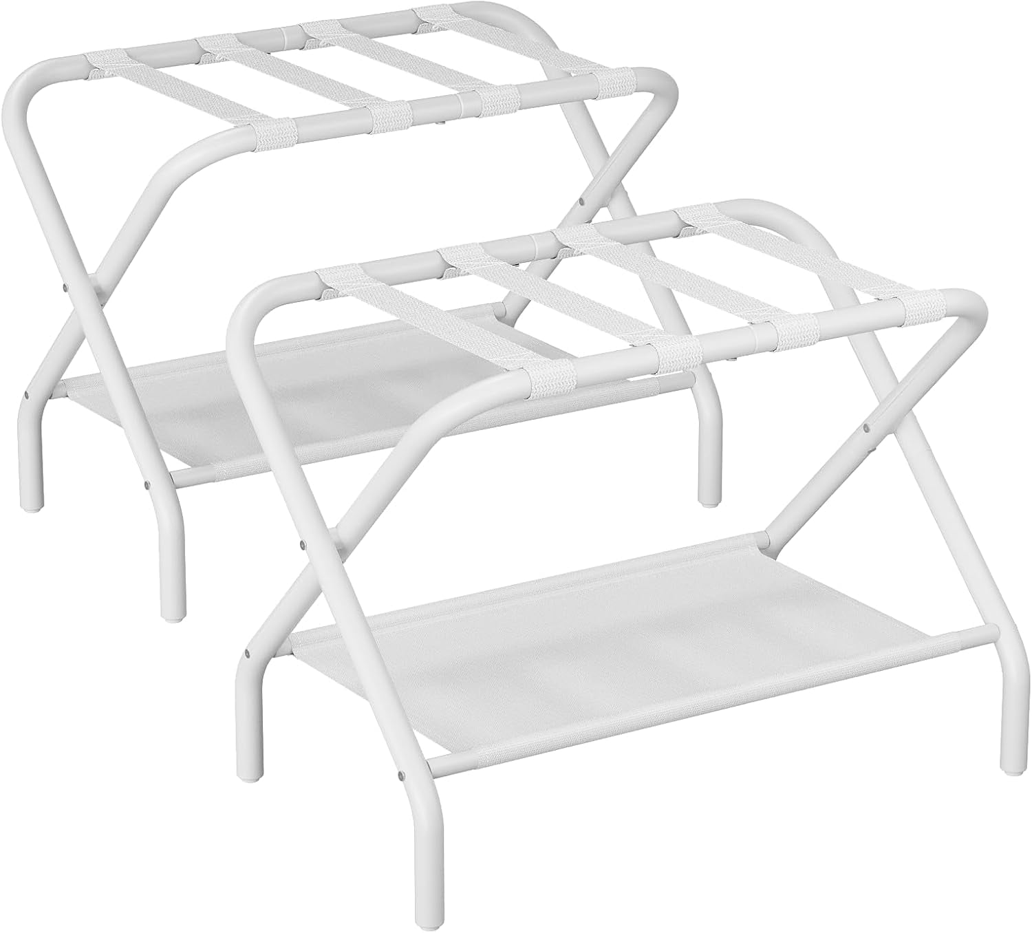 White Luggage Rack Pack of 2, Foldable Suitcase Stand with Fabric ...