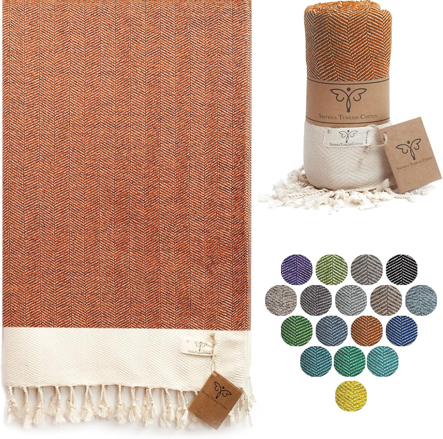 Smyrna Herringbone 100% Cotton Towels & Washcloths, Orange - Walmart.com