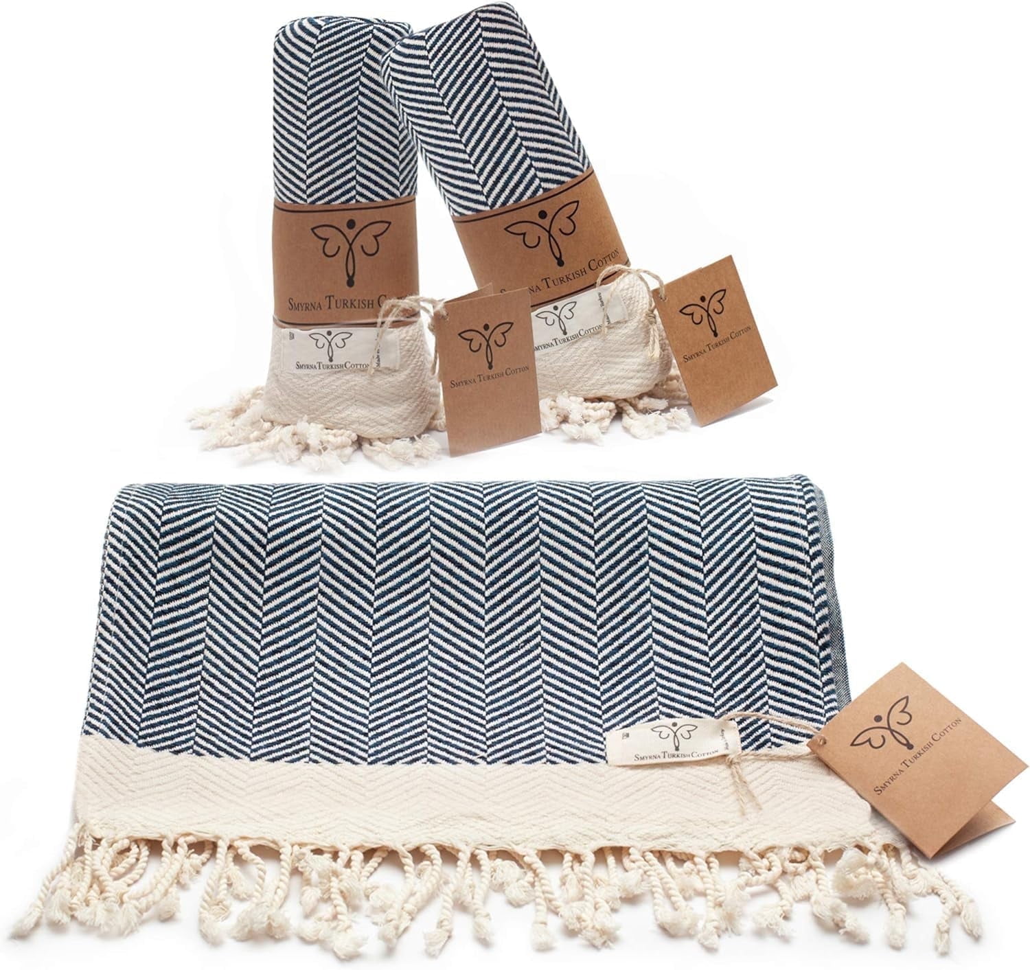 Smyrna Original Turkish Hand Towels Herringbone Series Set of 2 100% ...