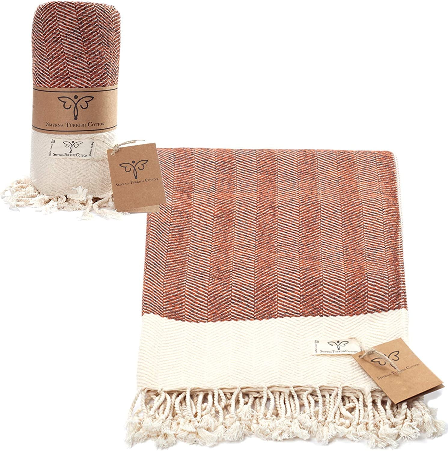 Smyrna Original Turkish Throw Blanket Herringbone Series 100% Cotton ...