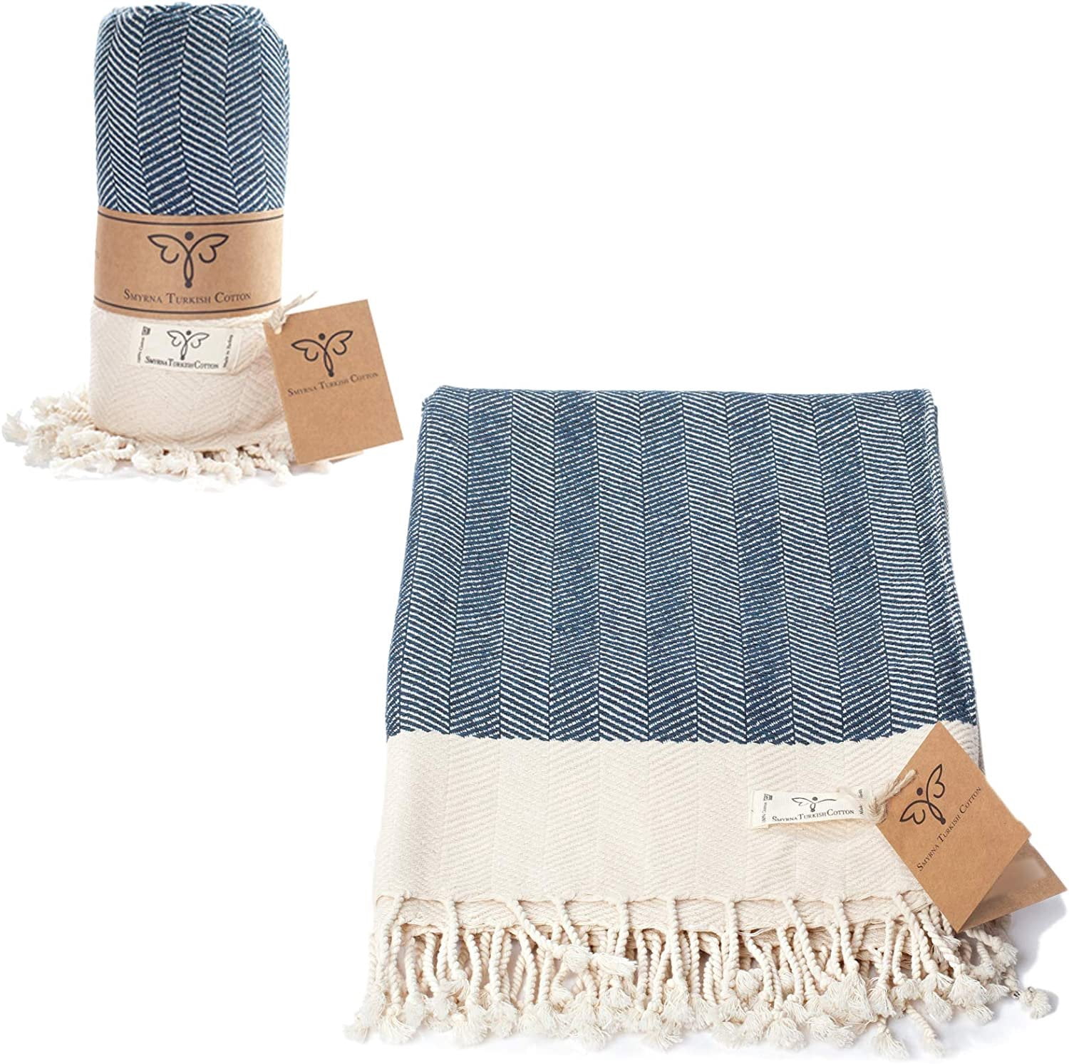 Smyrna Original Turkish Throw Blanket Herringbone Series 100% Cotton ...