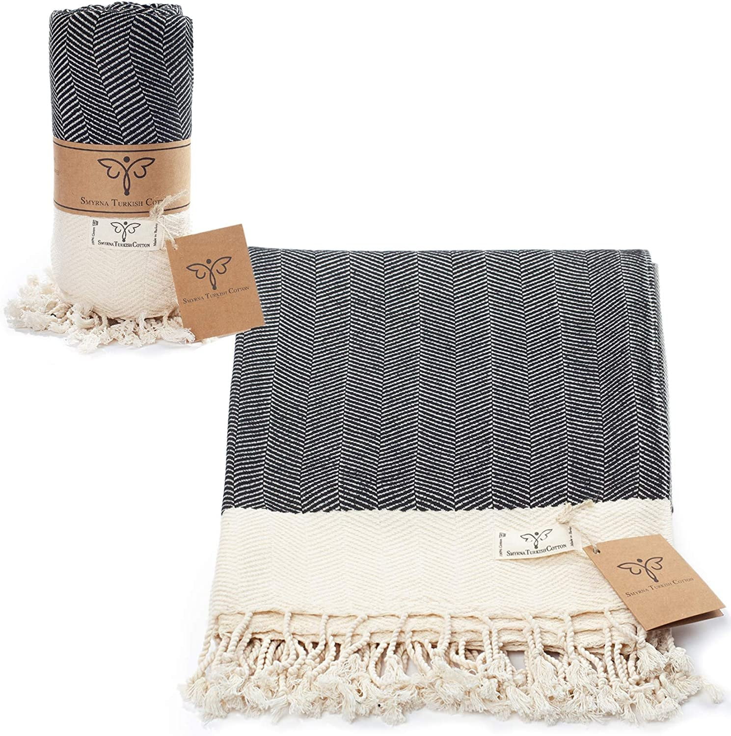 Smyrna Original Turkish Throw Blanket Herringbone Series 100% Cotton ...