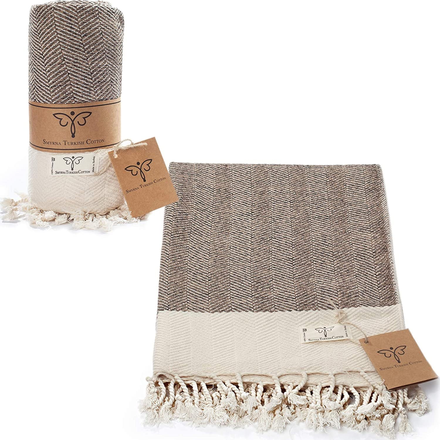 Smyrna Original Turkish Throw Blanket Herringbone Series 100% Cotton ...