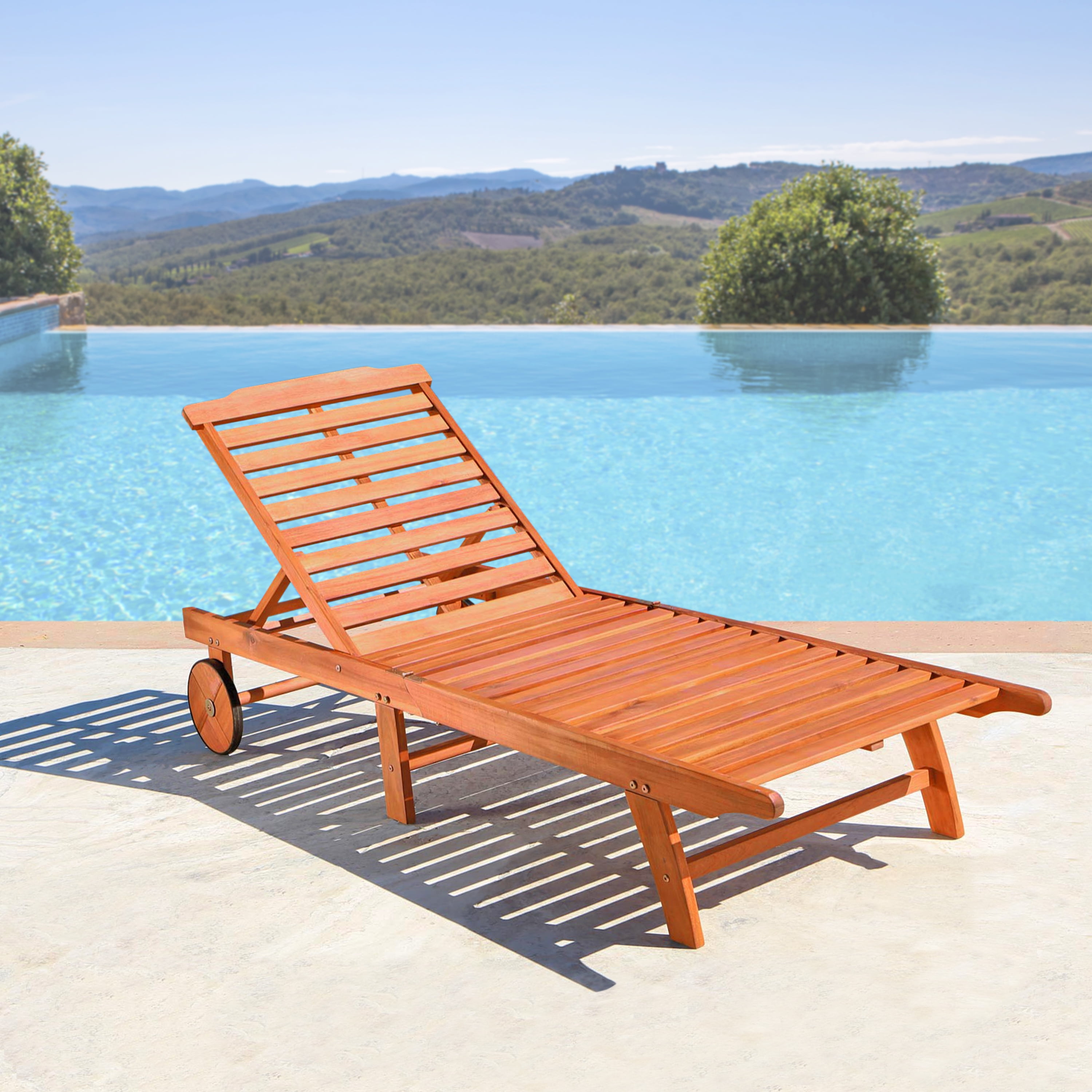 Smyrna Poolside Wood Folding Sunbathing Chaise Lounge - Walmart.com
