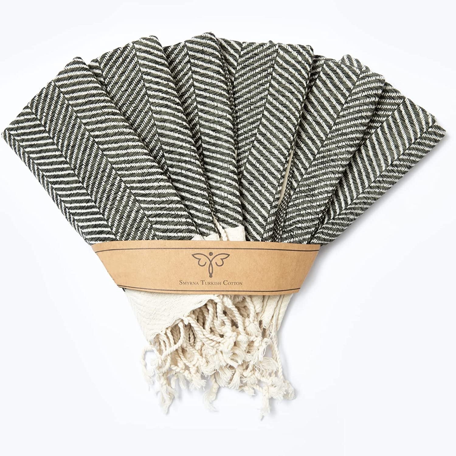 Smyrna Turkish Cotton Kitchen Dish Towels Herringbone Series Pack of 6 ...