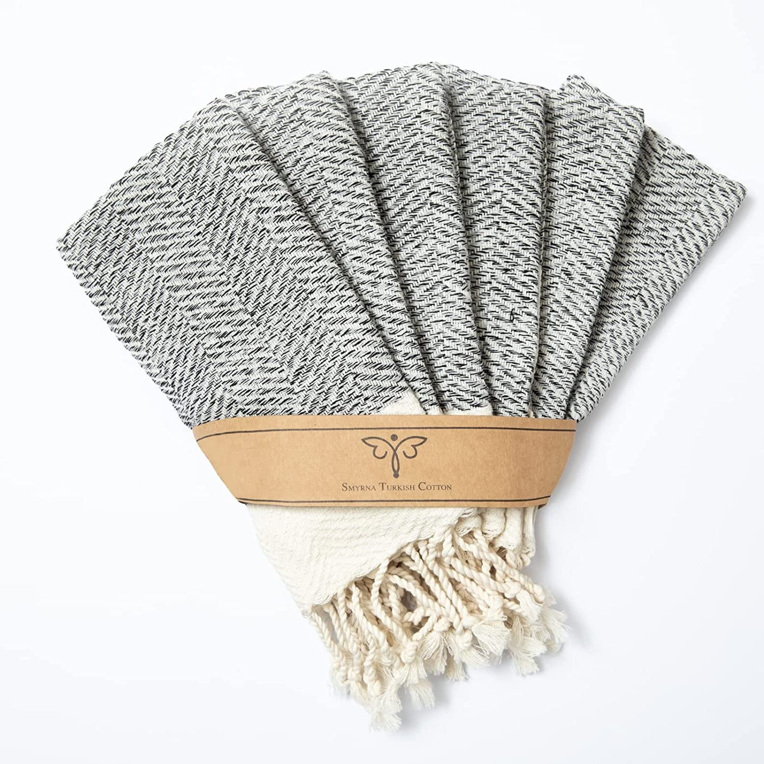 Smyrna Turkish Cotton Kitchen Dish Towels Herringbone Series Pack of 6 ...