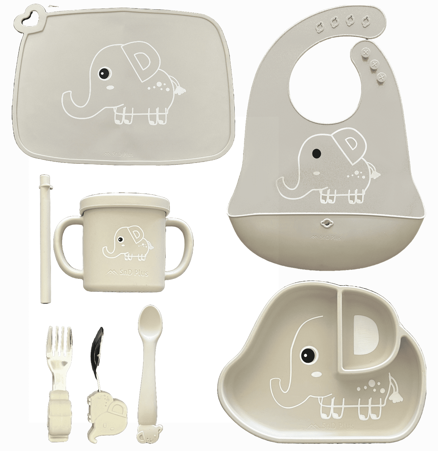 SnD Plus Silicone Baby Feeding Set – 8 PCS Toddler Self-Feeding Set ...