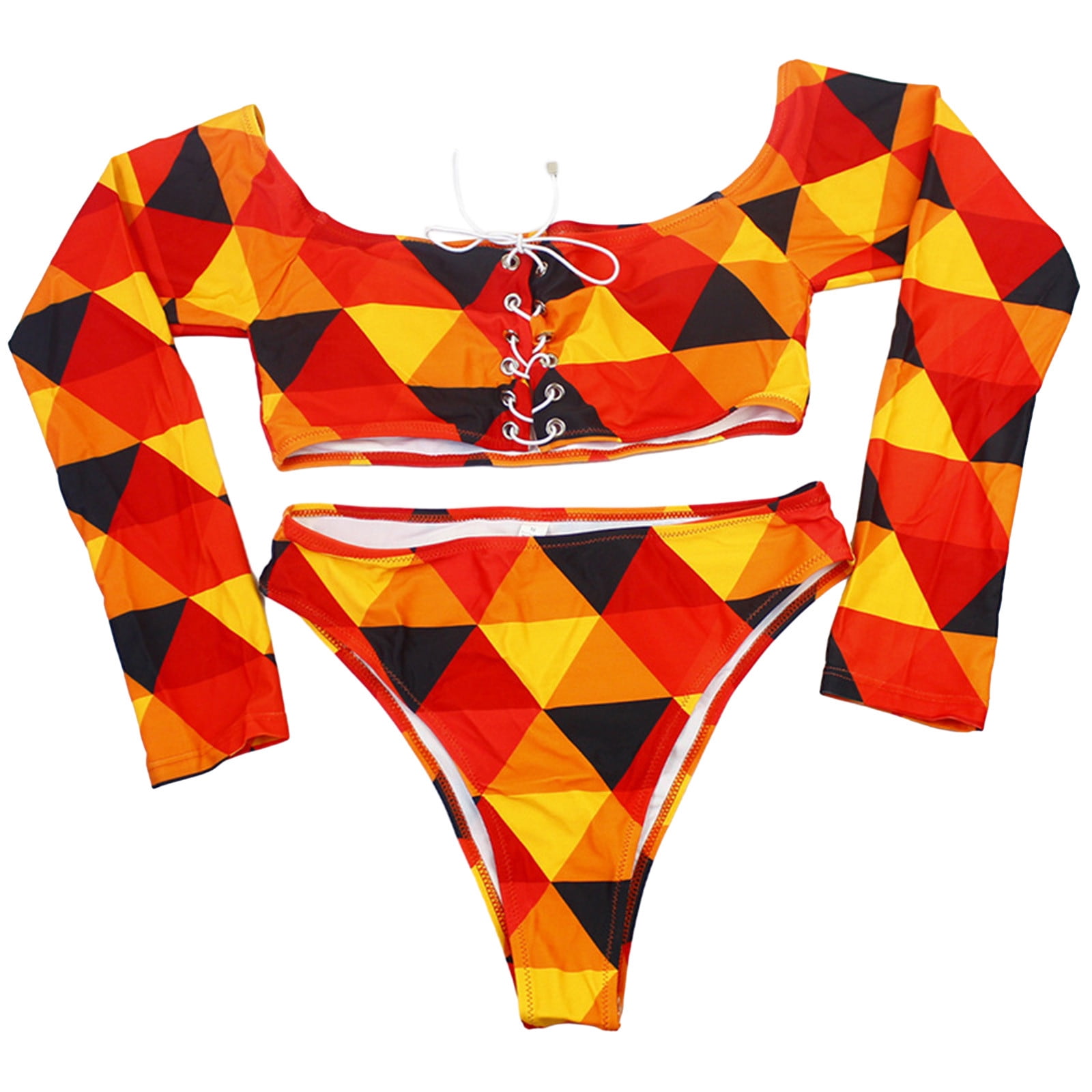 SnZhen Plus Size for 2024 Long Sleeve Bikini Swimsuit Sexy High Waist ...