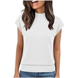 SnZhen Women's Mock Neck Short Sleeve Knit Top Casual Slim Fit Ribbed ...